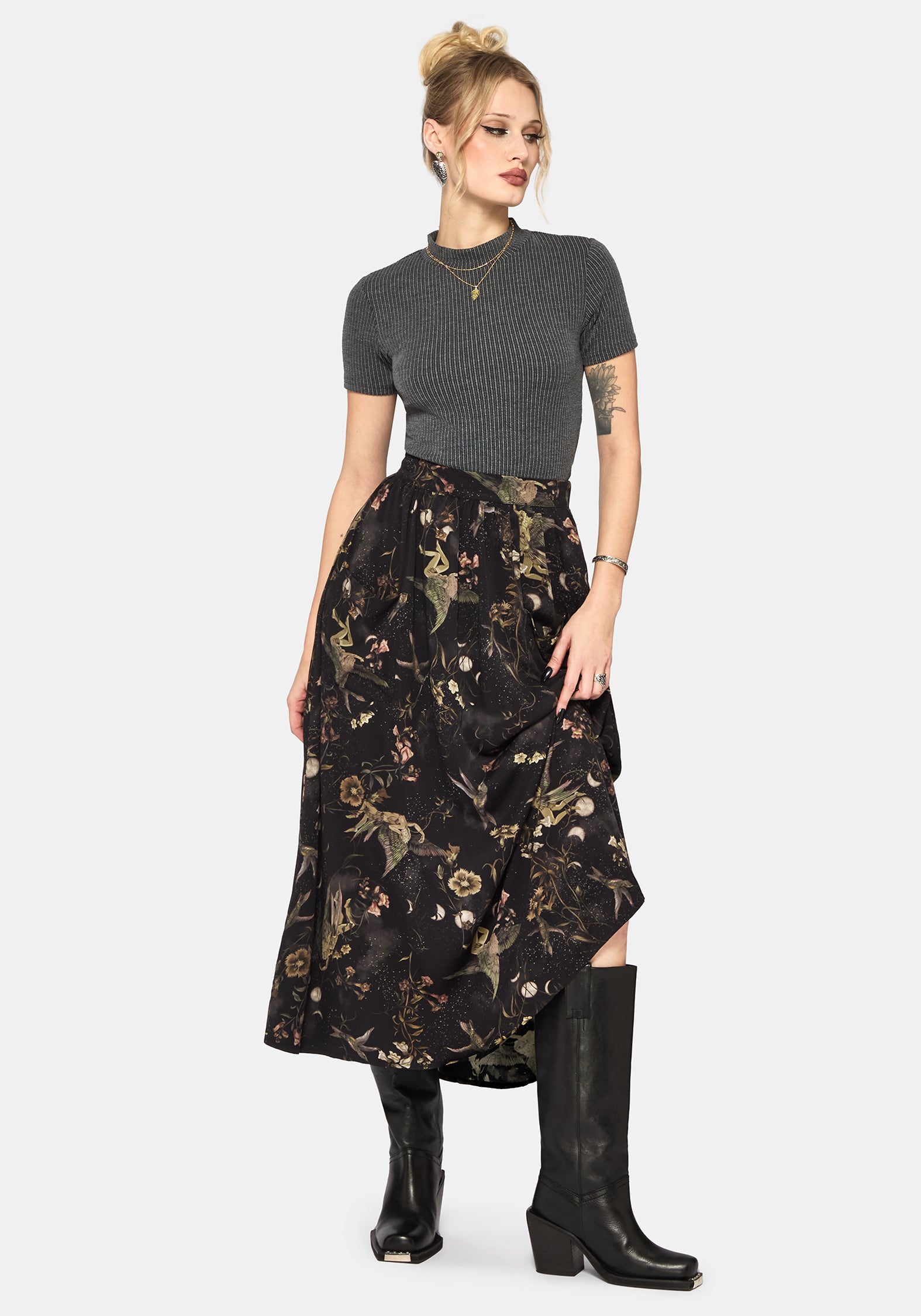 Harpyiai Print Pocket Detail Midaxi Skirt – Disturbia