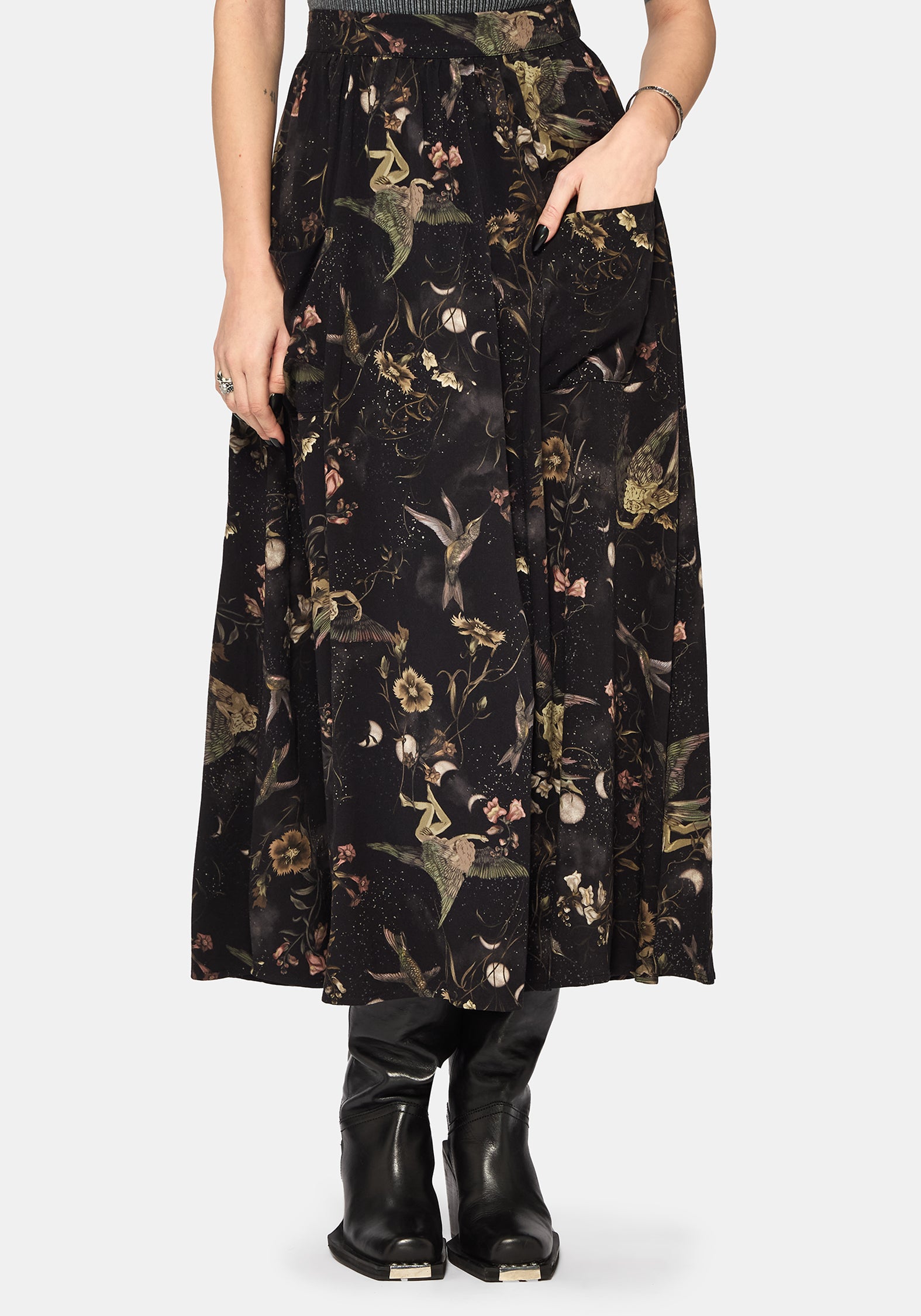 Harpyiai Print Pocket Detail Midaxi Skirt – Disturbia