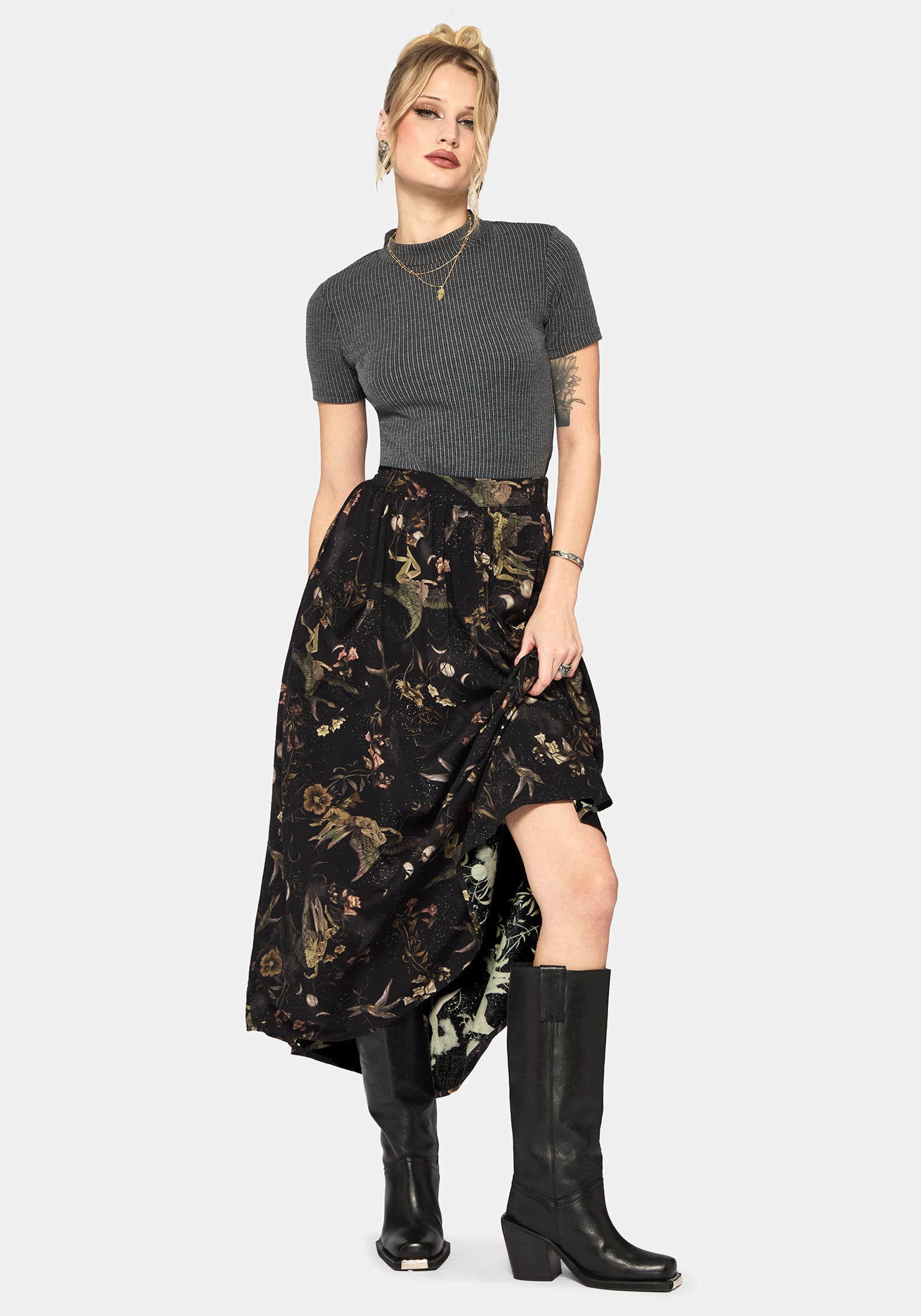 Harpyiai Print Pocket Detail Midaxi Skirt – Disturbia