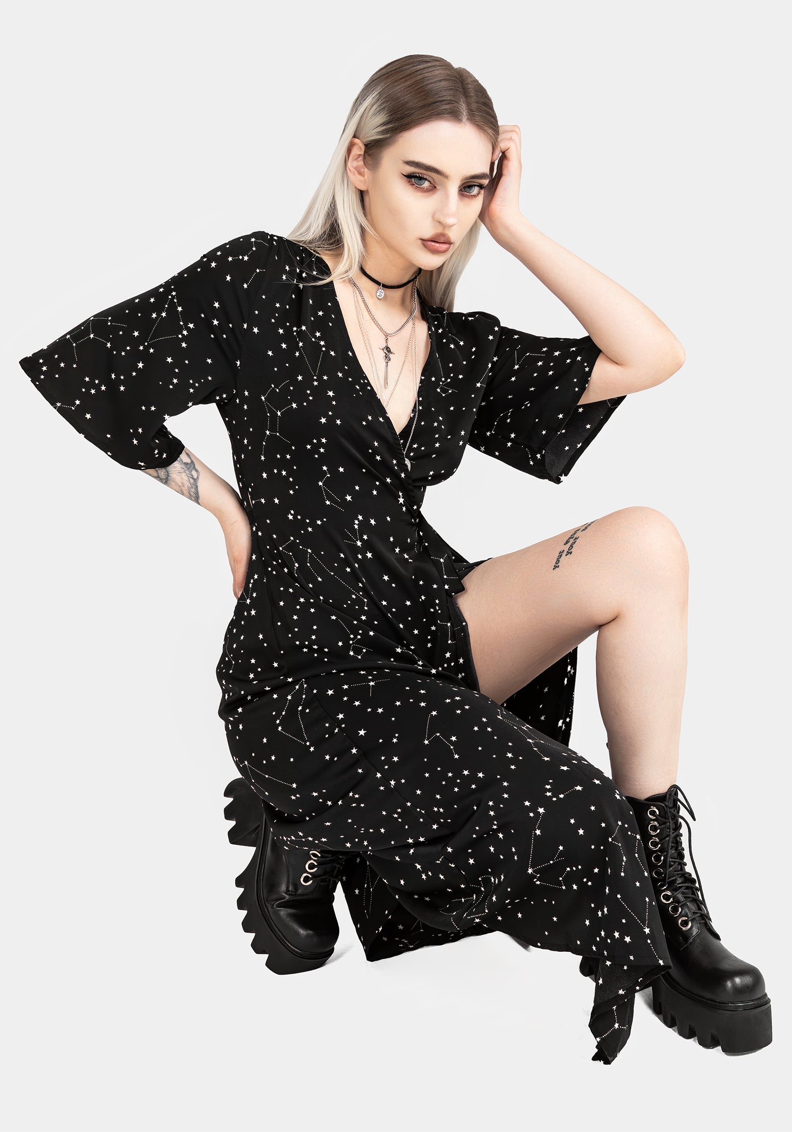 Celestial Midi Kimono Dress | Disturbia - Shop Women's Gothic, Alternative & Dark Romantic ...