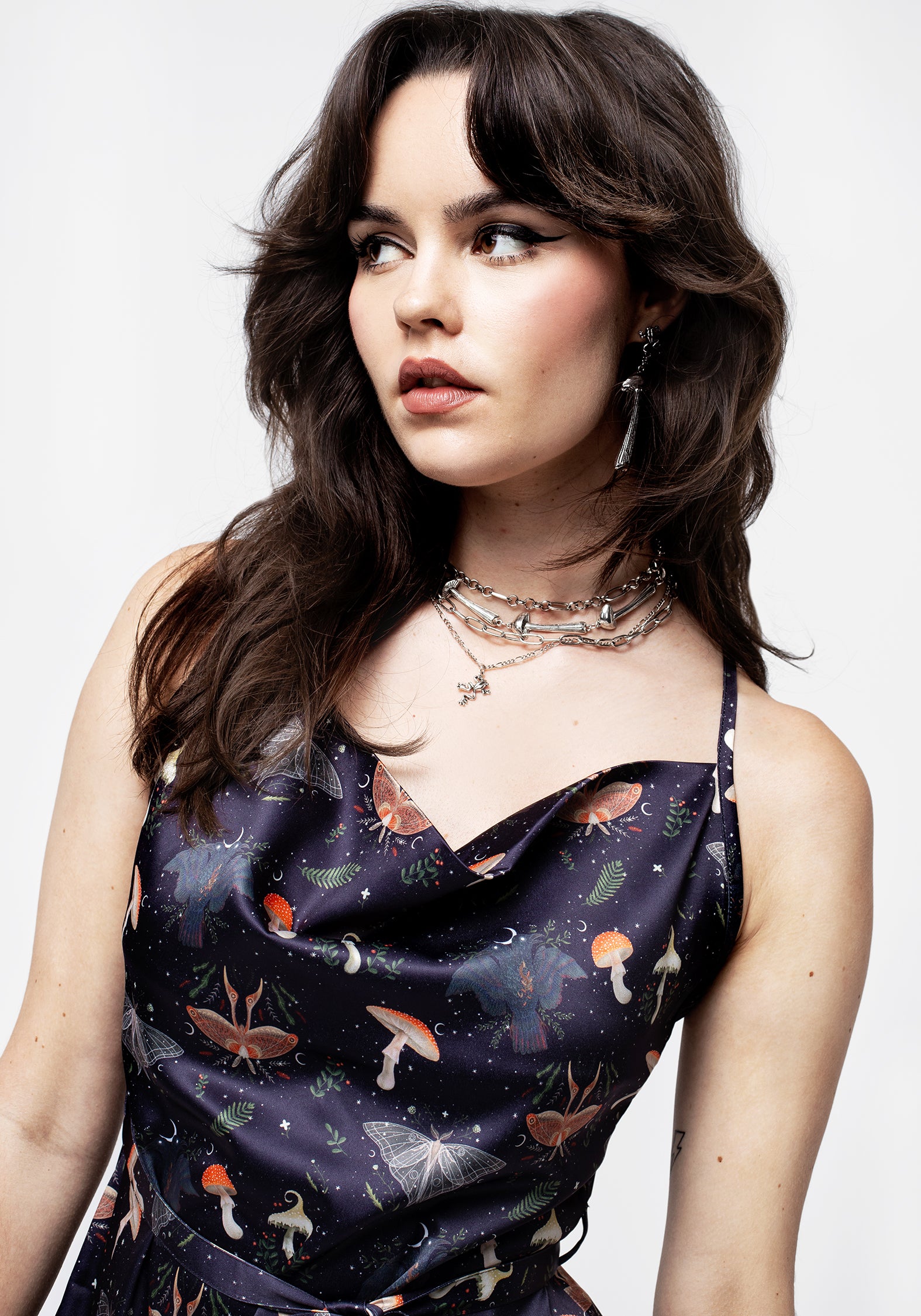 Medeina Print Cowl Neck Belted Satin Mini Dress | Disturbia - Shop ...