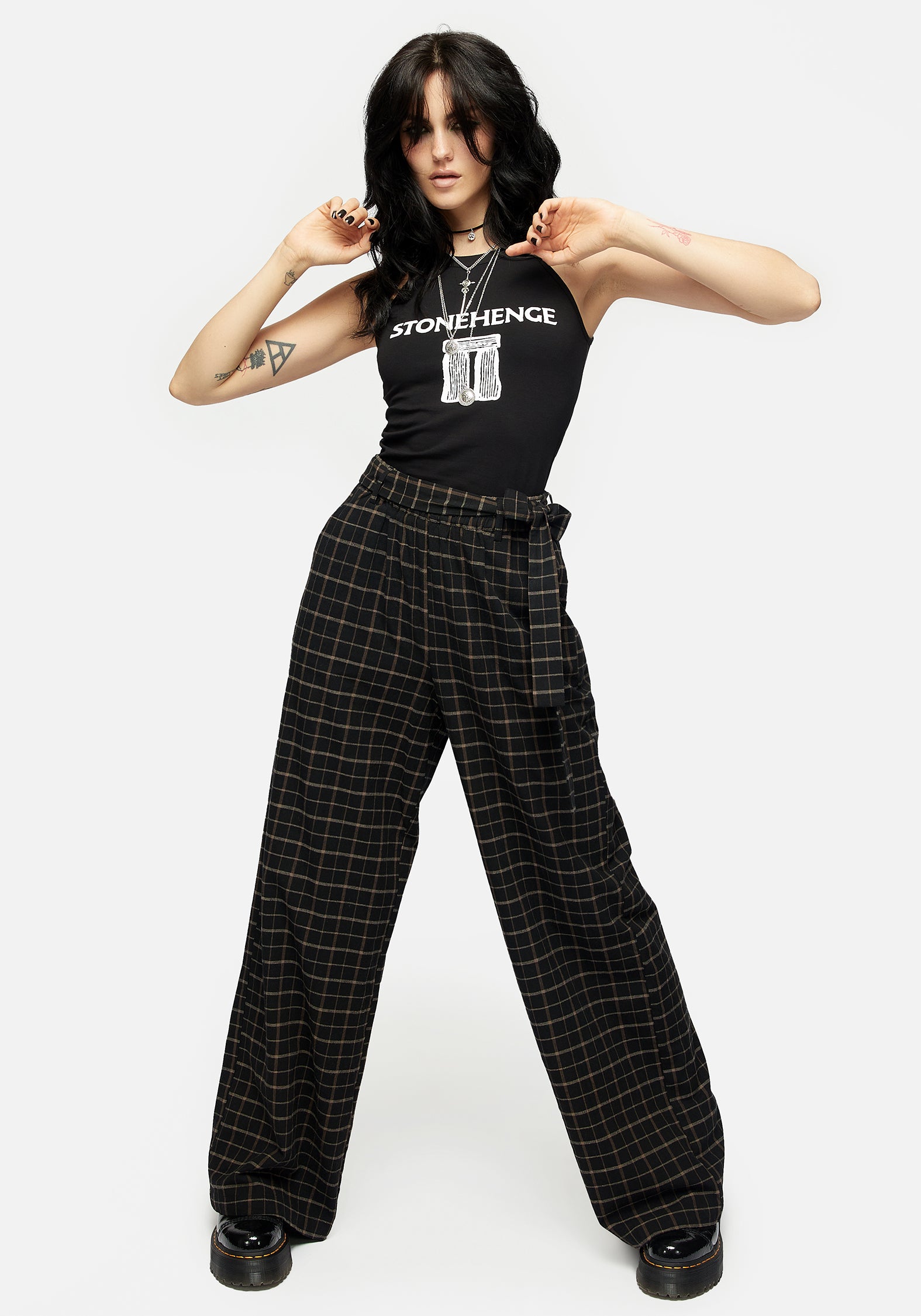Ransom Tie Waist Check Trousers | Disturbia - Shop Women's Gothic ...