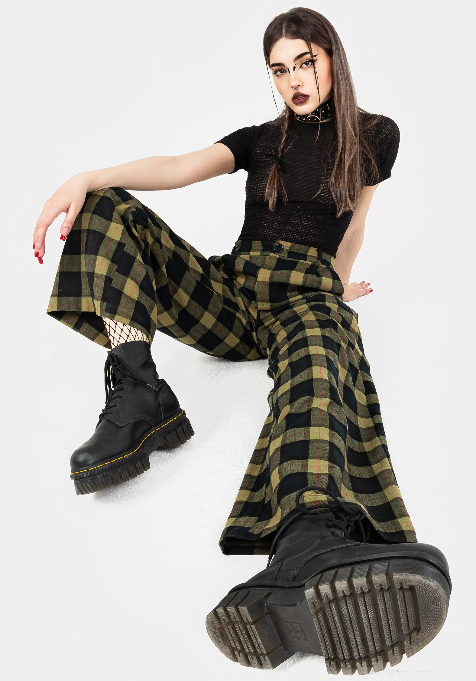 Rapture Wide Leg Check Trousers | Disturbia - Shop Women's Gothic ...