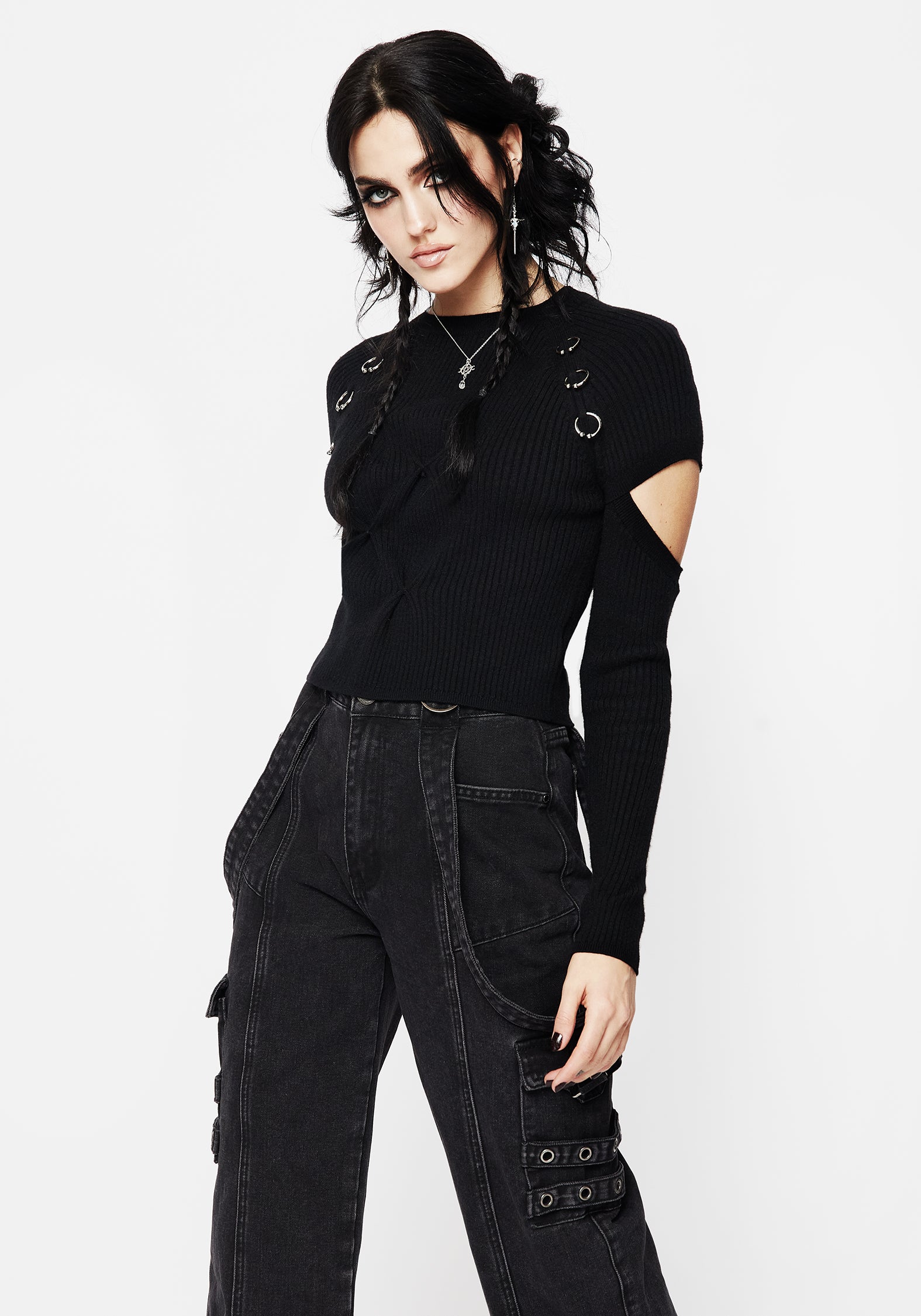 Captive Hardware Cut Out Rib Sweater | Disturbia - Shop Women's Gothic ...