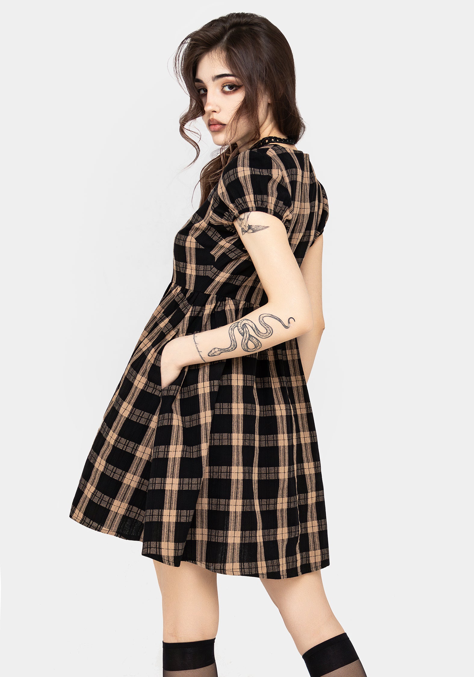 Backspace Check Mini Skater Dress | Disturbia - Shop Women's Gothic, Alternative & Dark Romantic ...