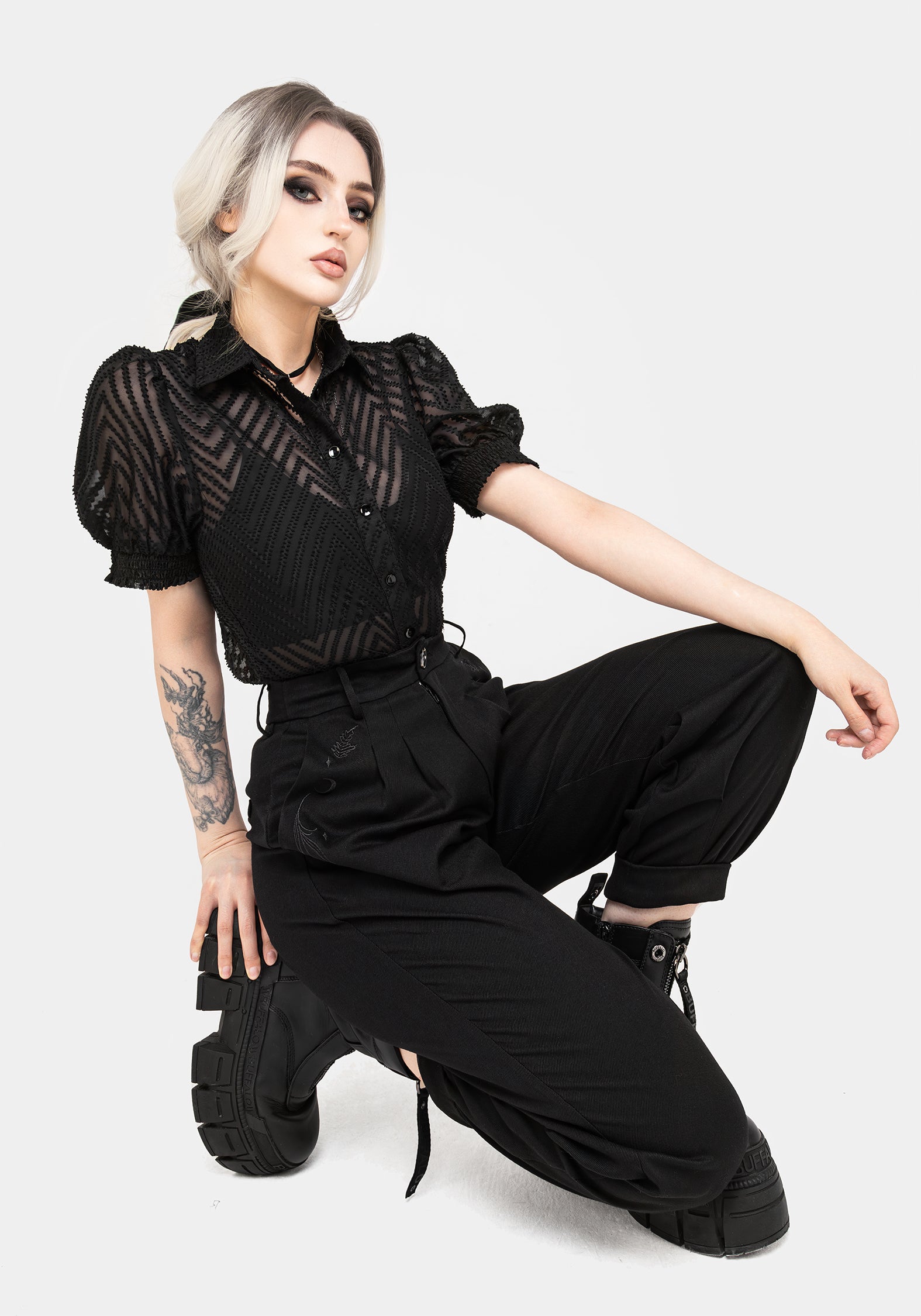 Chevron Button Up Blouse Top | Disturbia - Shop Women's Gothic ...