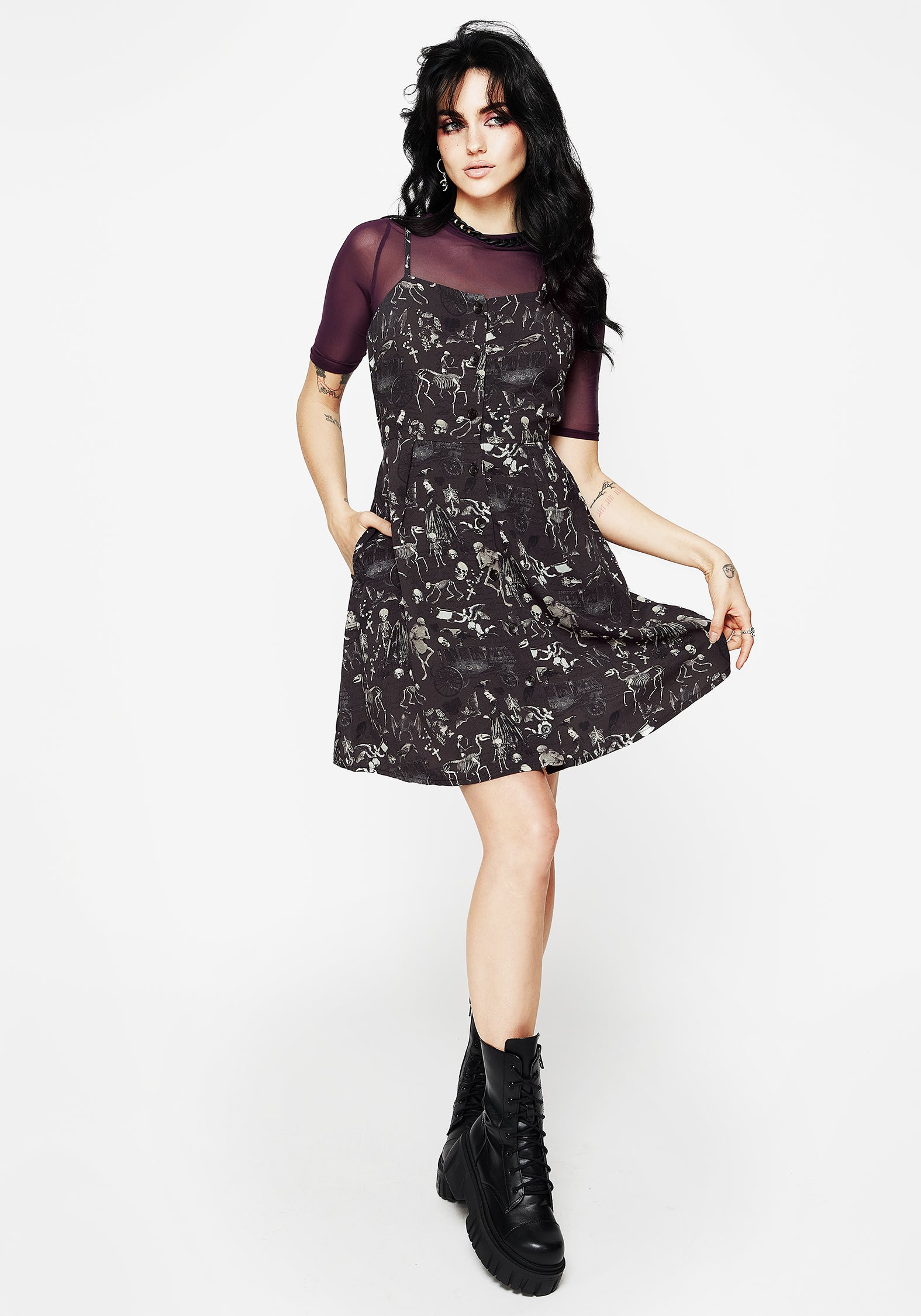 Melancholia Button Up Mini Apron Dress | Disturbia - Shop Women's ...