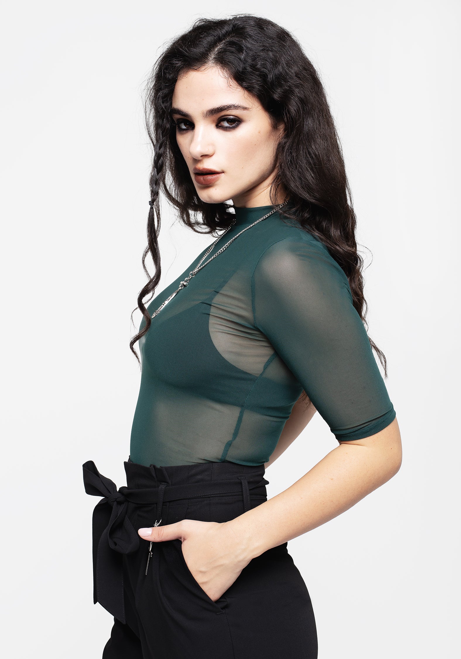 Jinx Mesh Short Sleeve Top - Green | Disturbia - Shop Women's Gothic ...