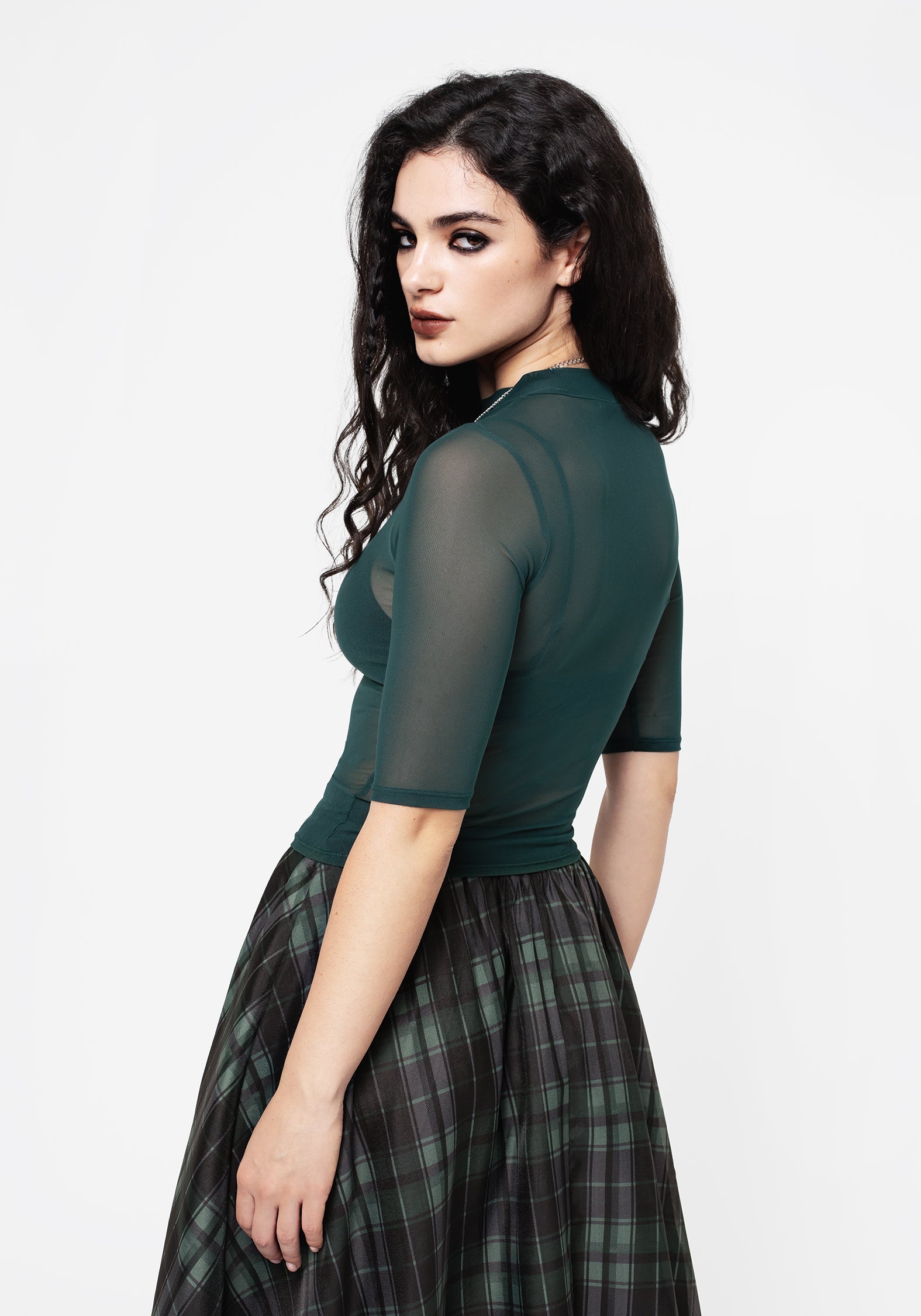 Jinx Mesh Short Sleeve Top - Green | Disturbia - Shop Women's Gothic ...