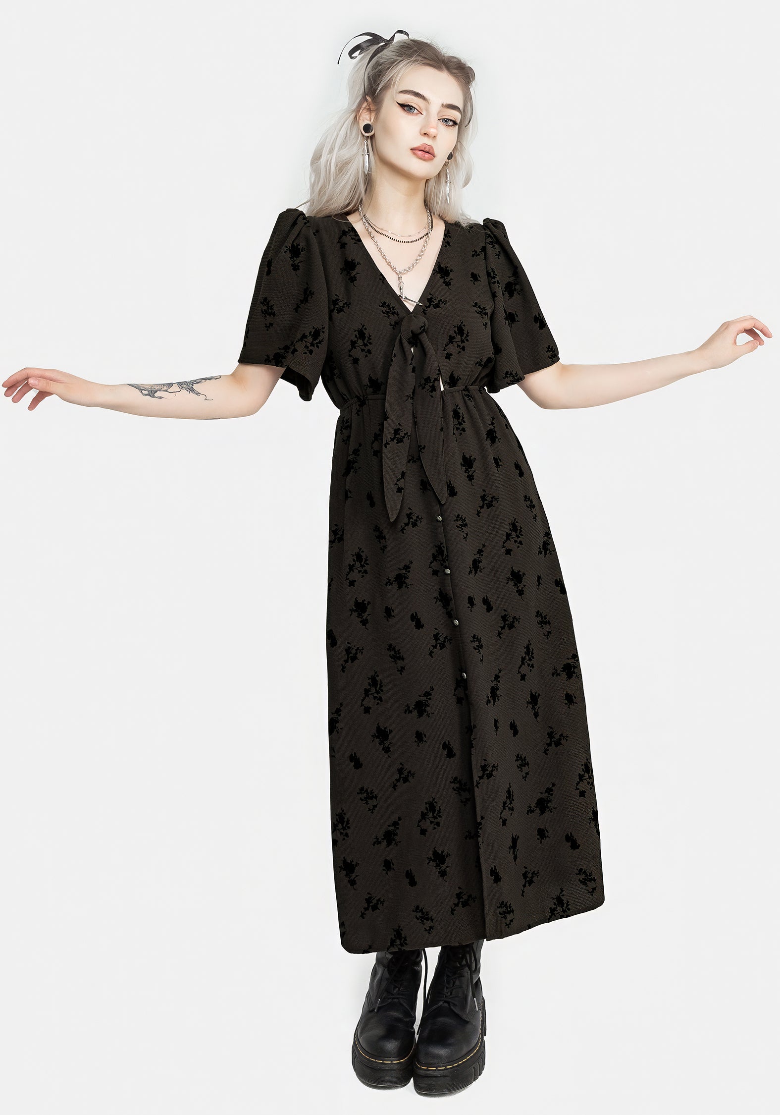 Dahlia Cut Out Midaxi Dress | Disturbia - Shop Women's Gothic, Alternative & Dark Romantic ...