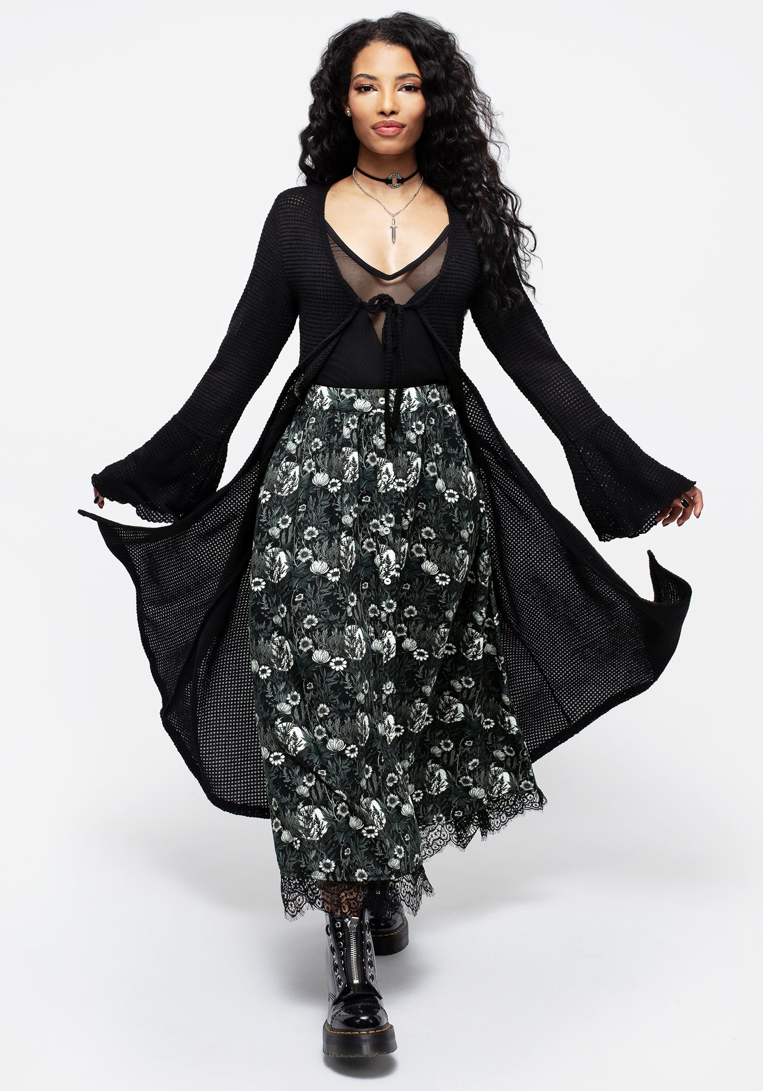 Nightbloom Button Front Midaxi Skirt | Disturbia - Shop Women's Gothic, Alternative & Dark ...