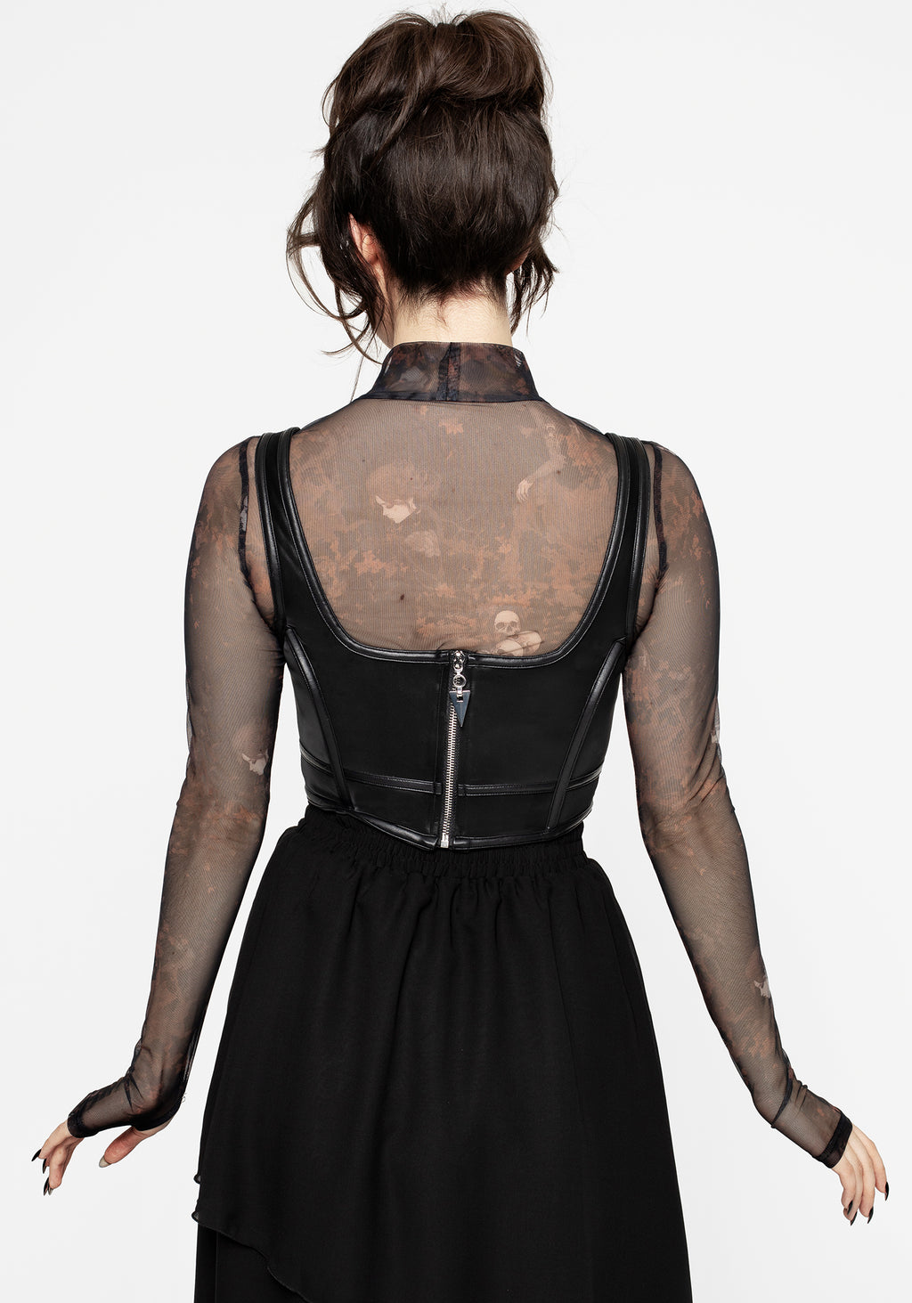 Ashen Faux Leather Zip Corset Top – Disturbia