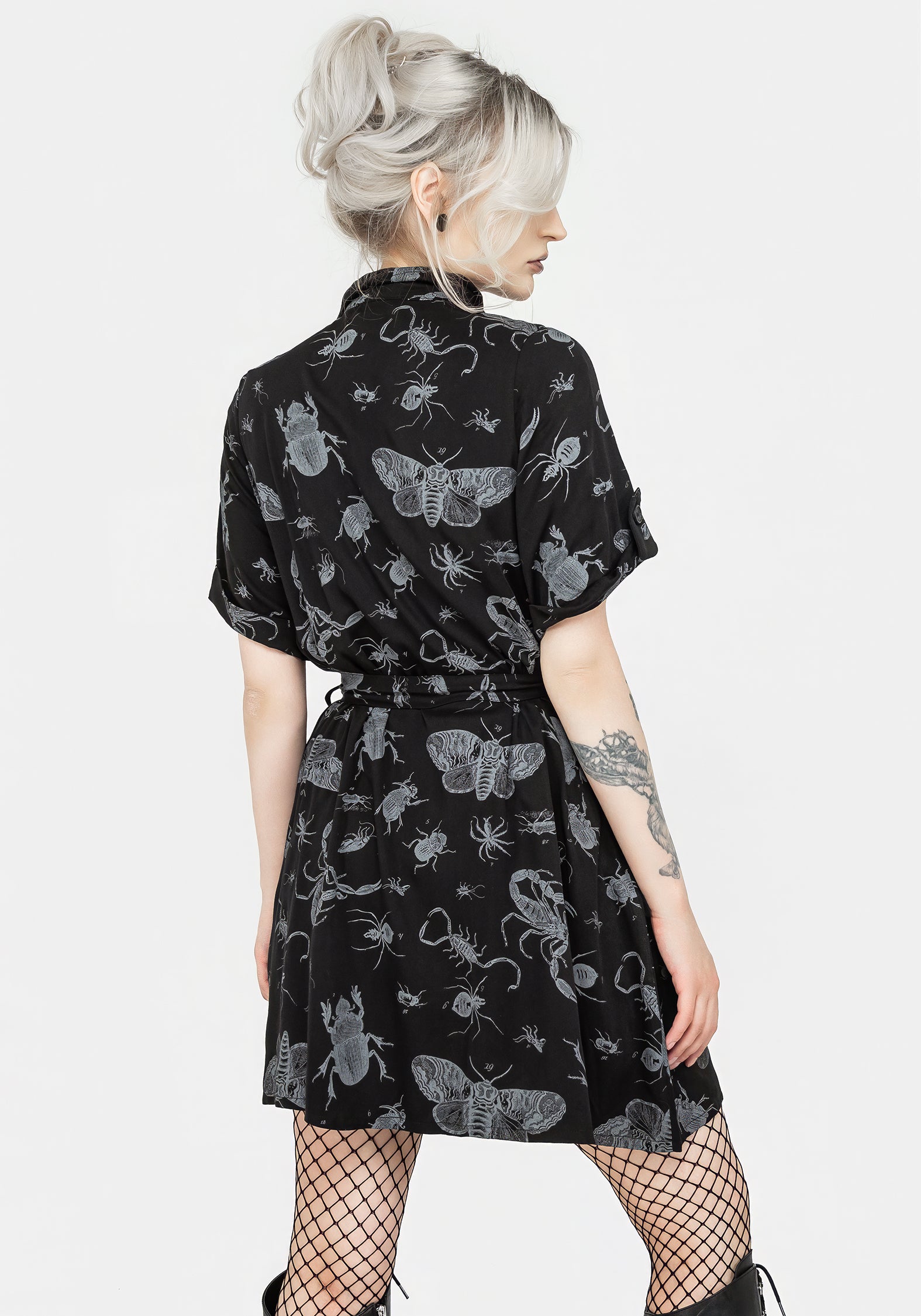 Parasite Bugs Short Sleeve Mini Shirt Dress - Black | Disturbia - Shop ...
