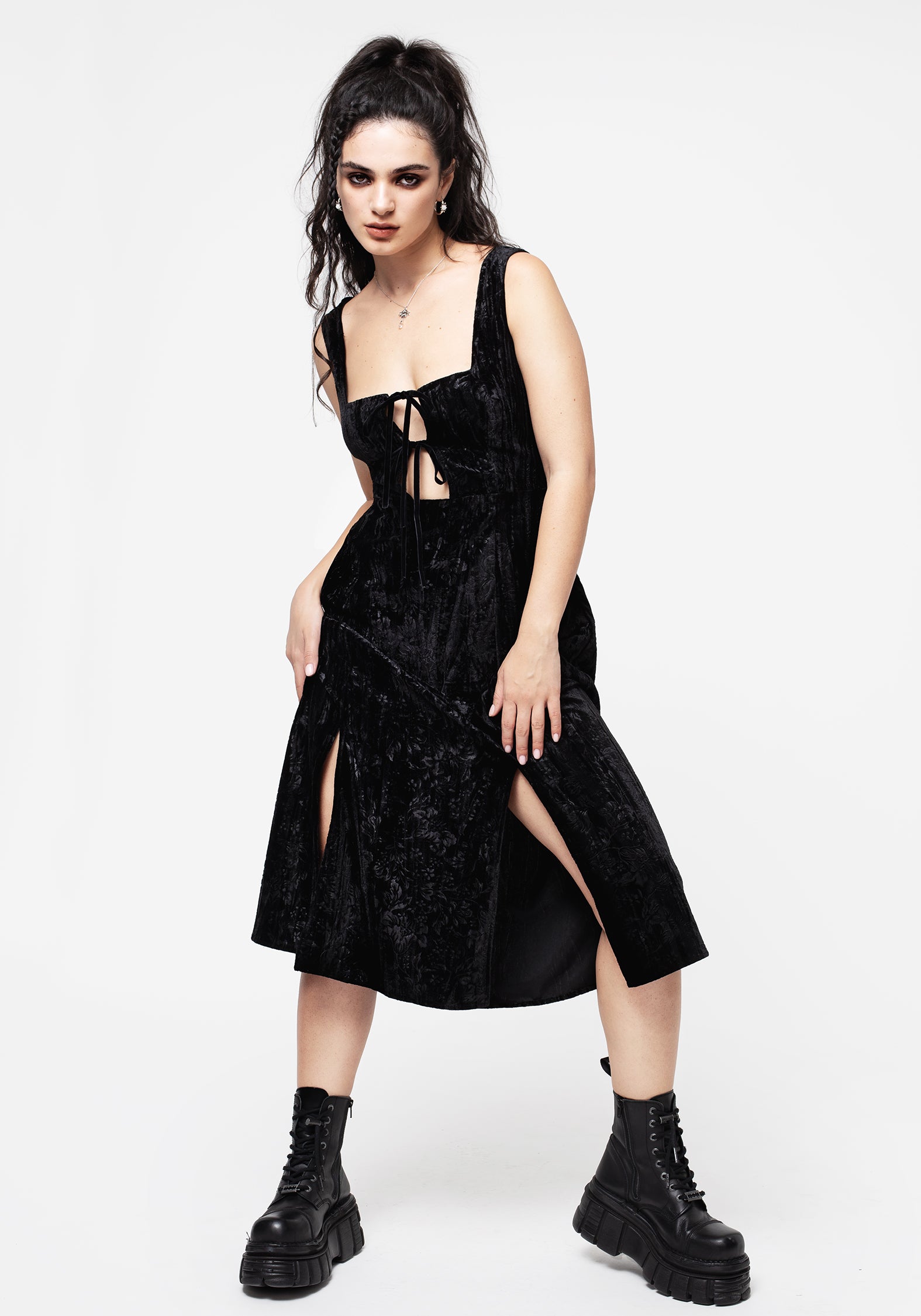 Maggie Tie Front Apron Midi Dress | Disturbia - Shop Women's Gothic ...