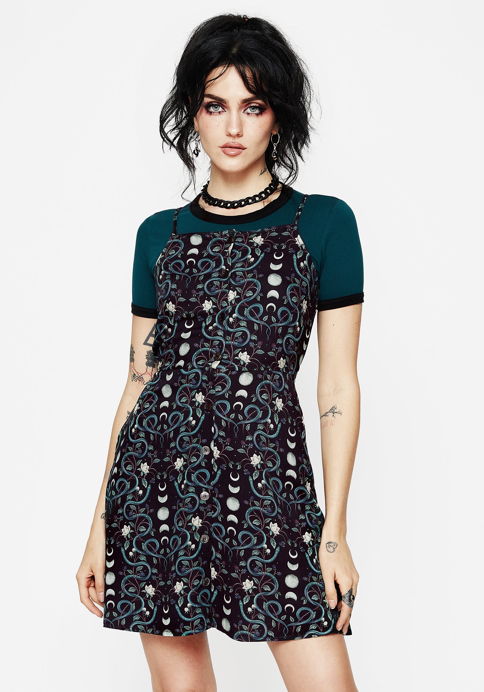 Pythia Button Up Mini Apron Dress | Disturbia - Shop Women's Gothic ...