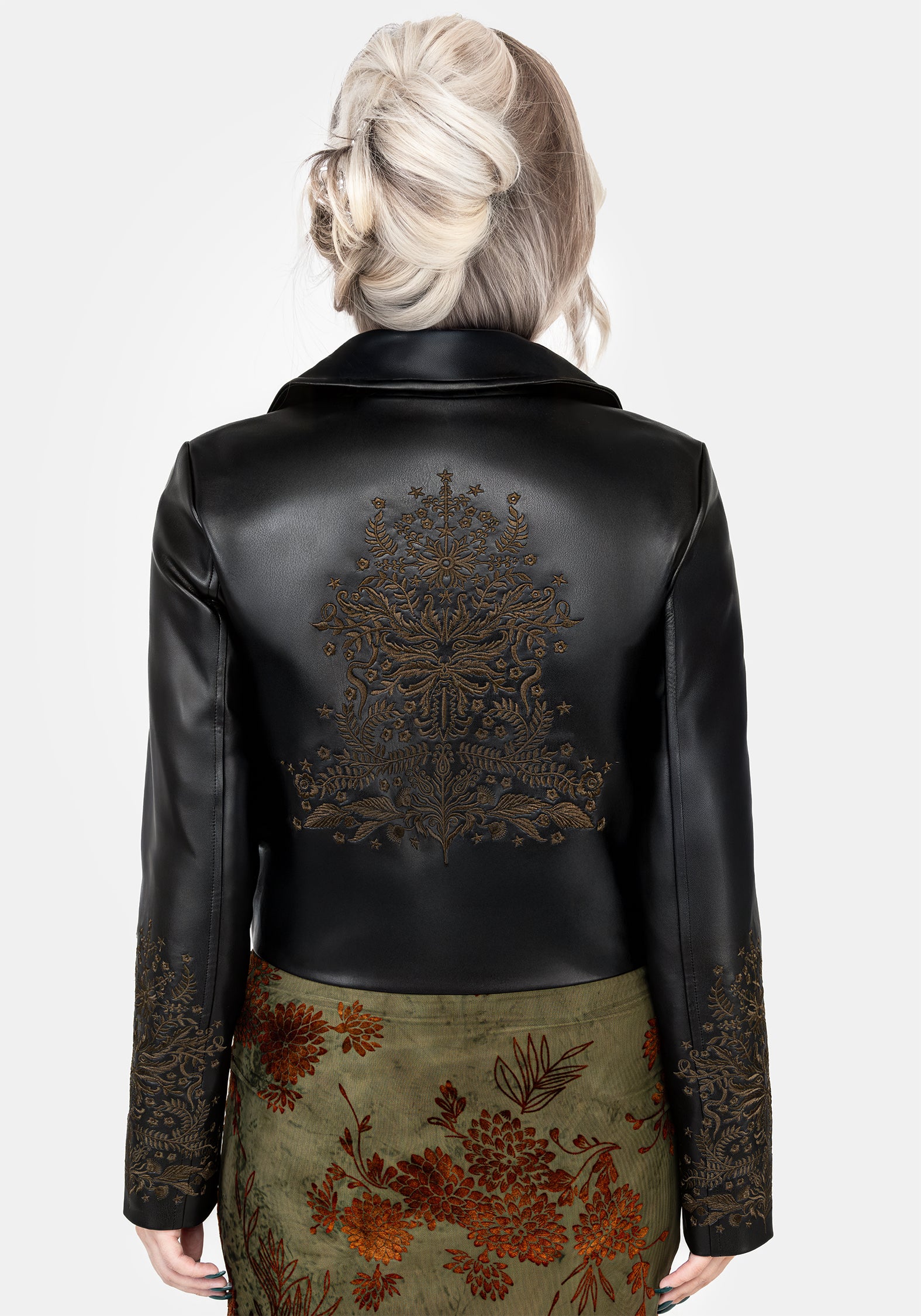 Vervain Embroidered Faux Leather Biker Jacket | Disturbia - Shop Women ...