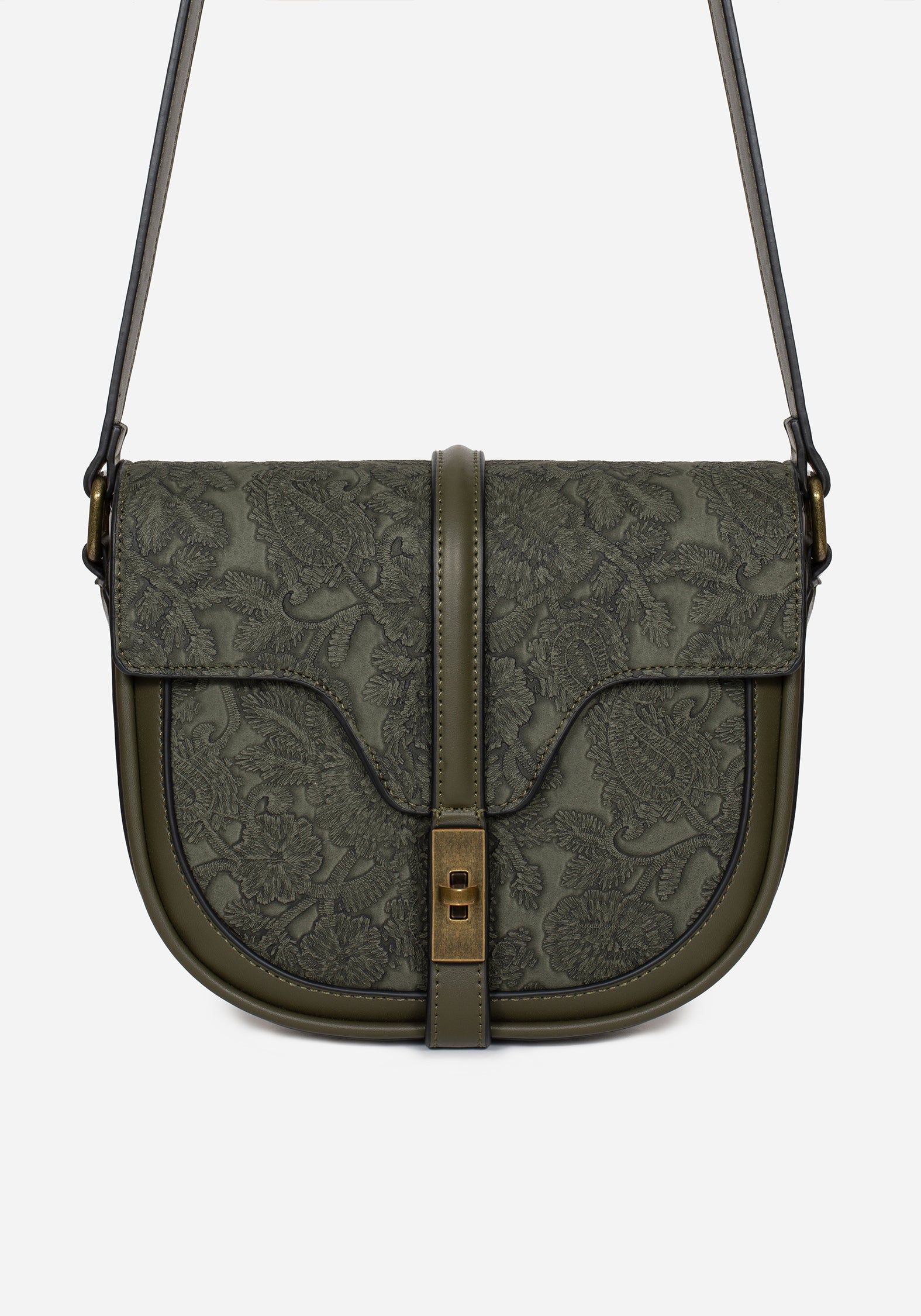 Cypress Paisley Debossed Crossbody Satchel Bag - Green | Disturbia ...