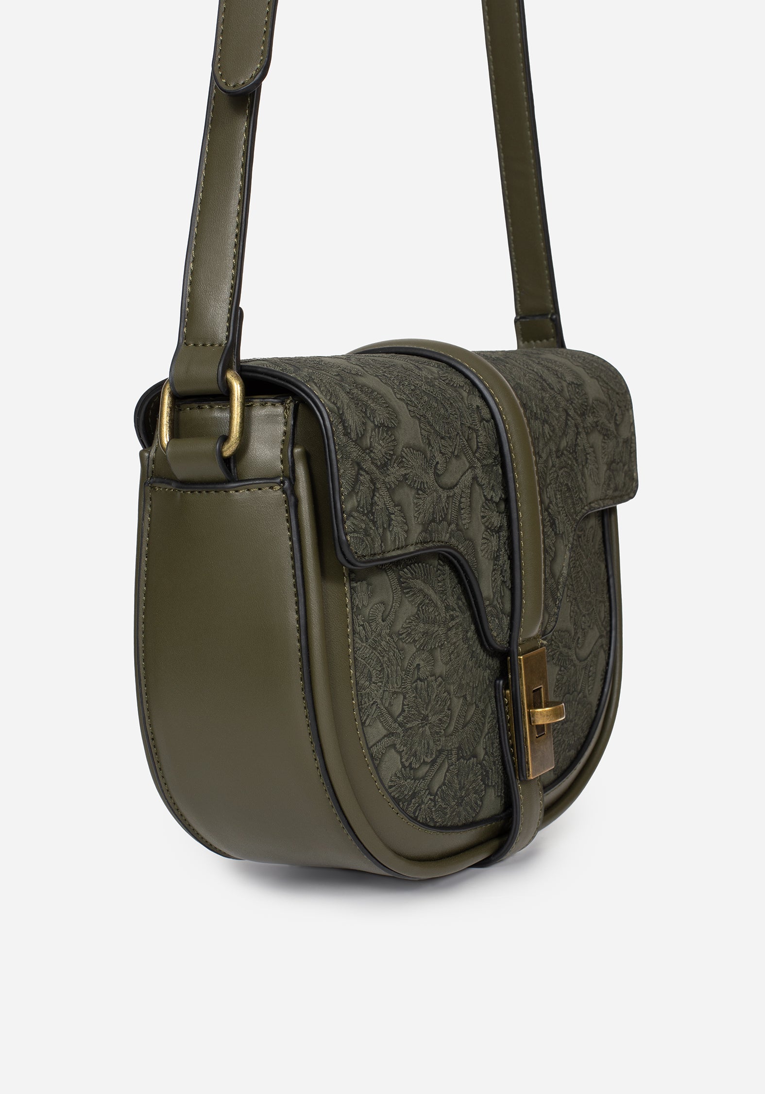 Cypress Paisley Debossed Crossbody Satchel Bag - Green | Disturbia ...