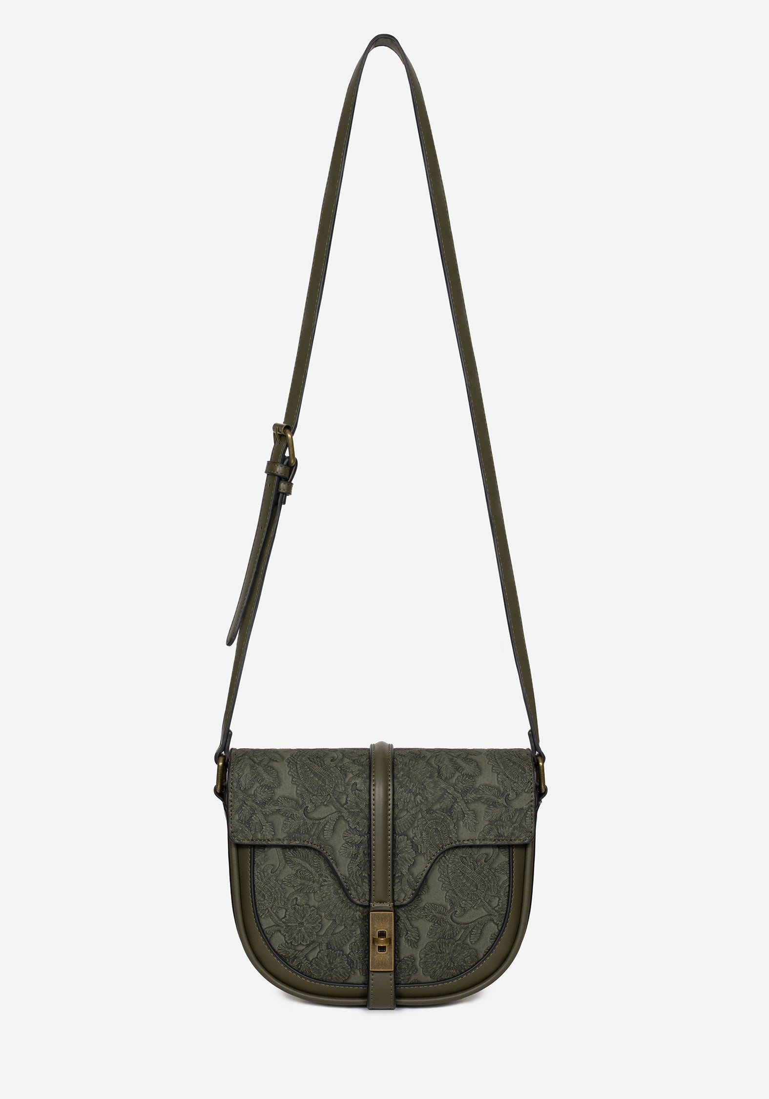 Cypress Paisley Debossed Crossbody Satchel Bag - Green | Disturbia ...