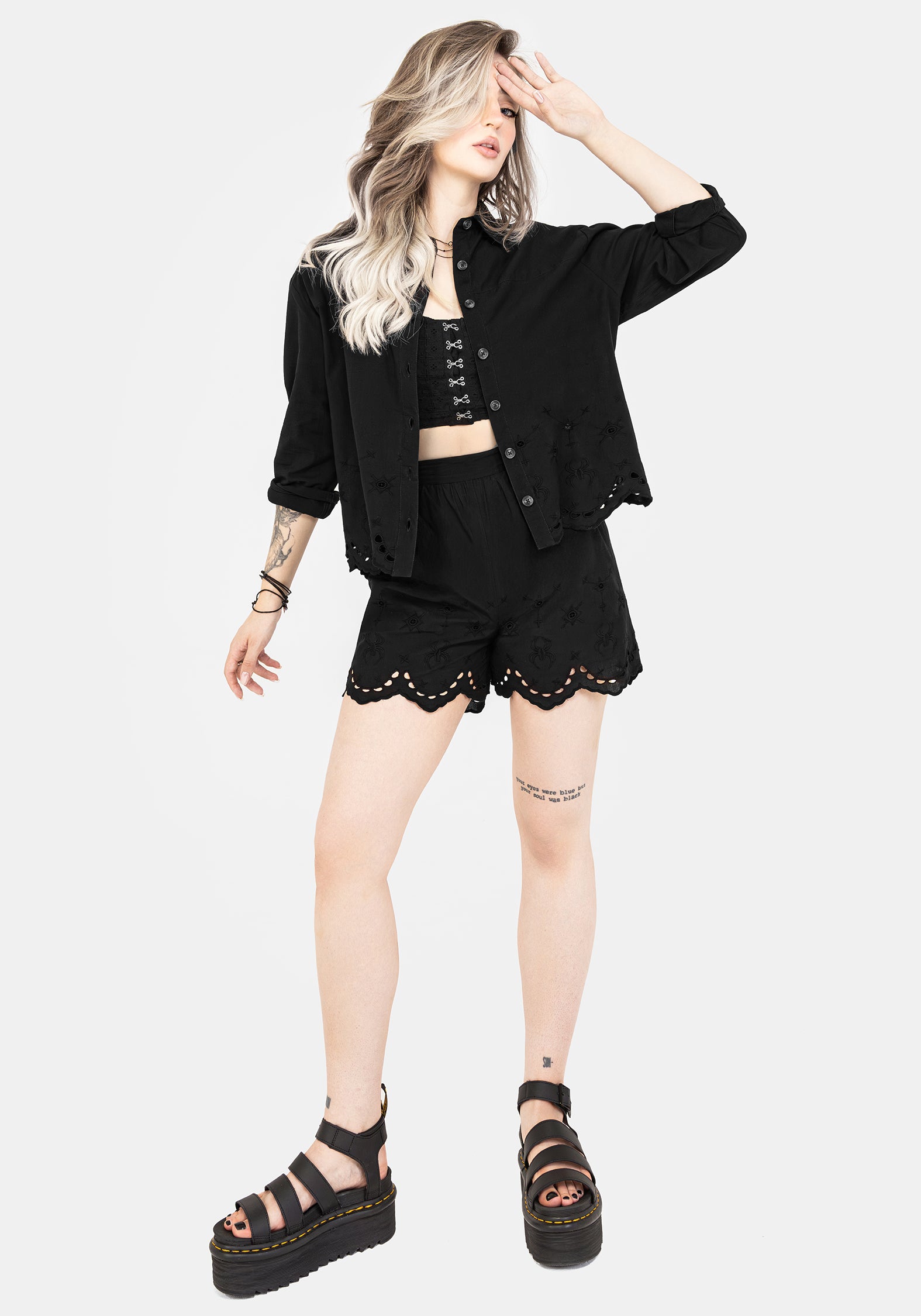 Synthweb Cotton Broderie Hem Shorts | Disturbia - Shop Women's Gothic, Alternative & Dark ...