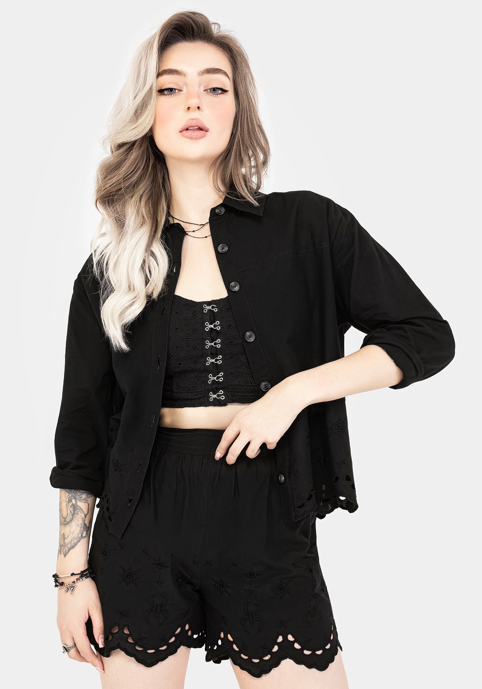 Synthweb Cotton Broderie Hem Shorts | Disturbia - Shop Women's Gothic, Alternative & Dark ...