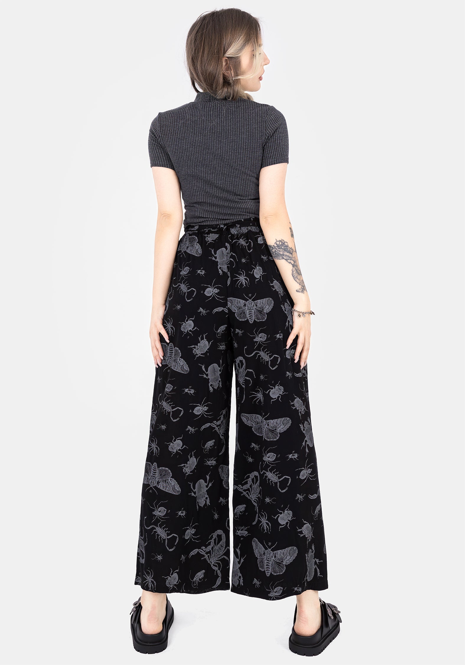 Parasite Bugs Wide Leg Paperbag Culotte Trousers - Black | Disturbia ...