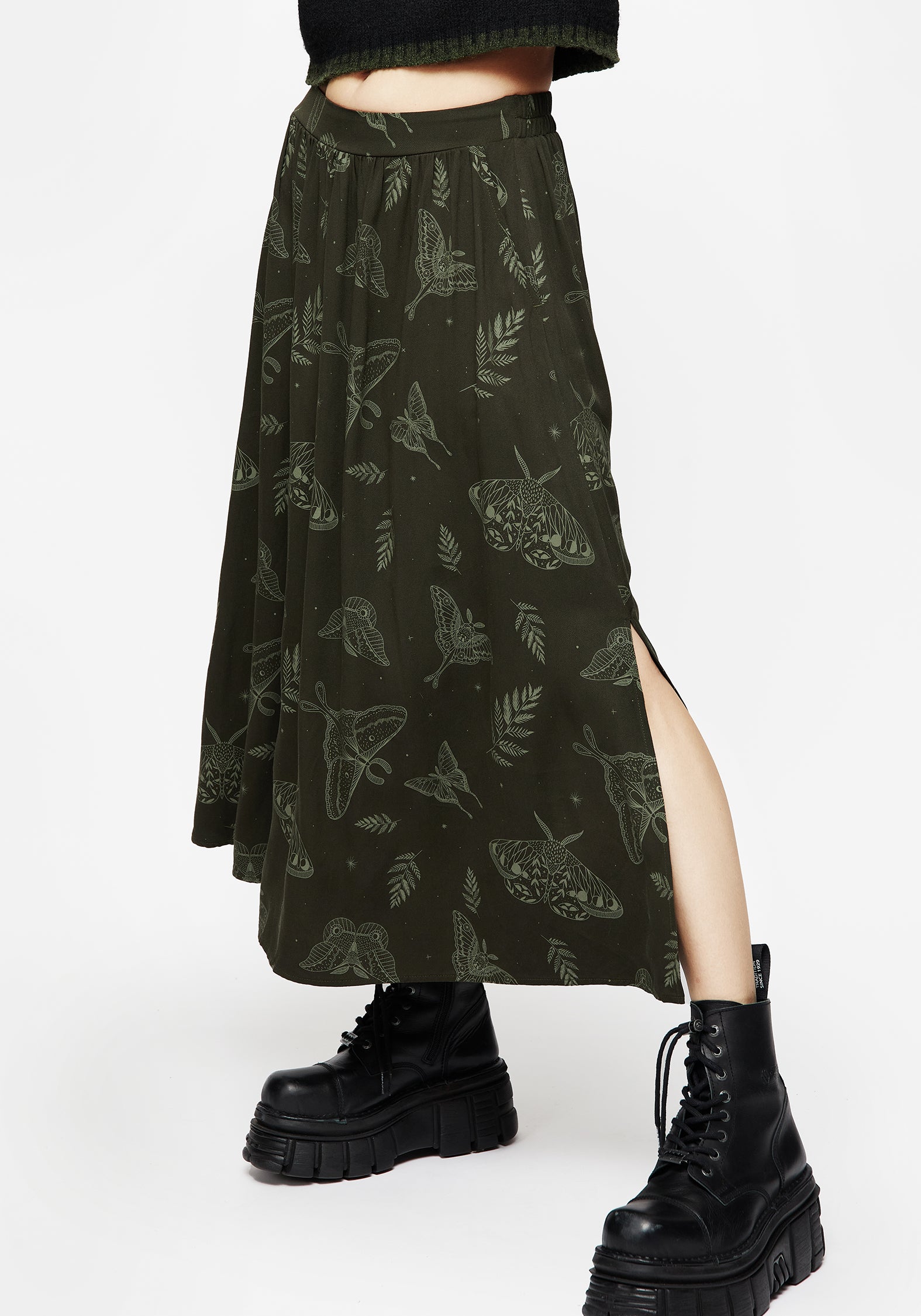 Callopistria Moth Print Midi Skirt - Green | Disturbia - Shop Women's ...