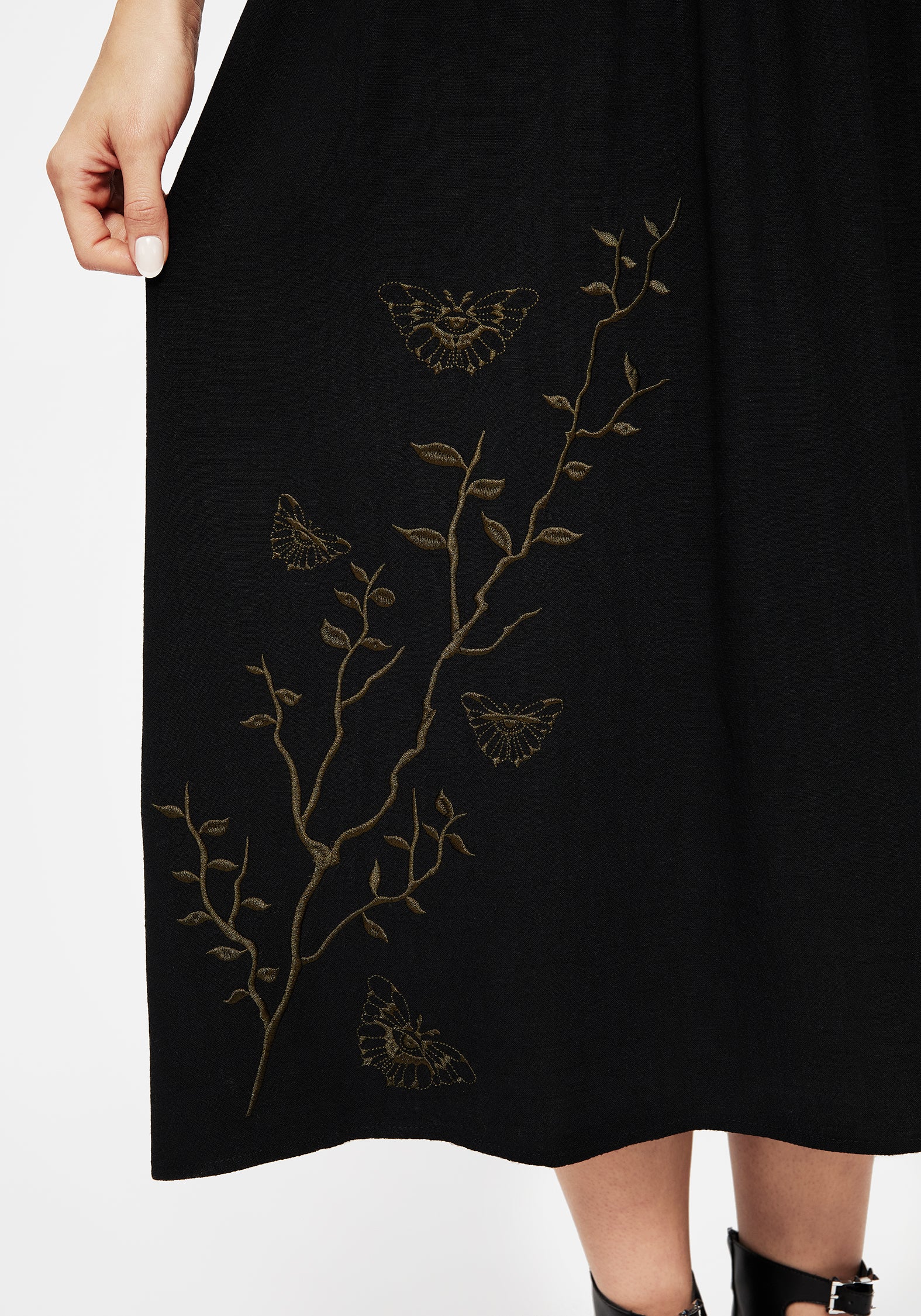 Cressida Moth Embroidered Midi Skirt | Disturbia - Shop Women's Gothic ...