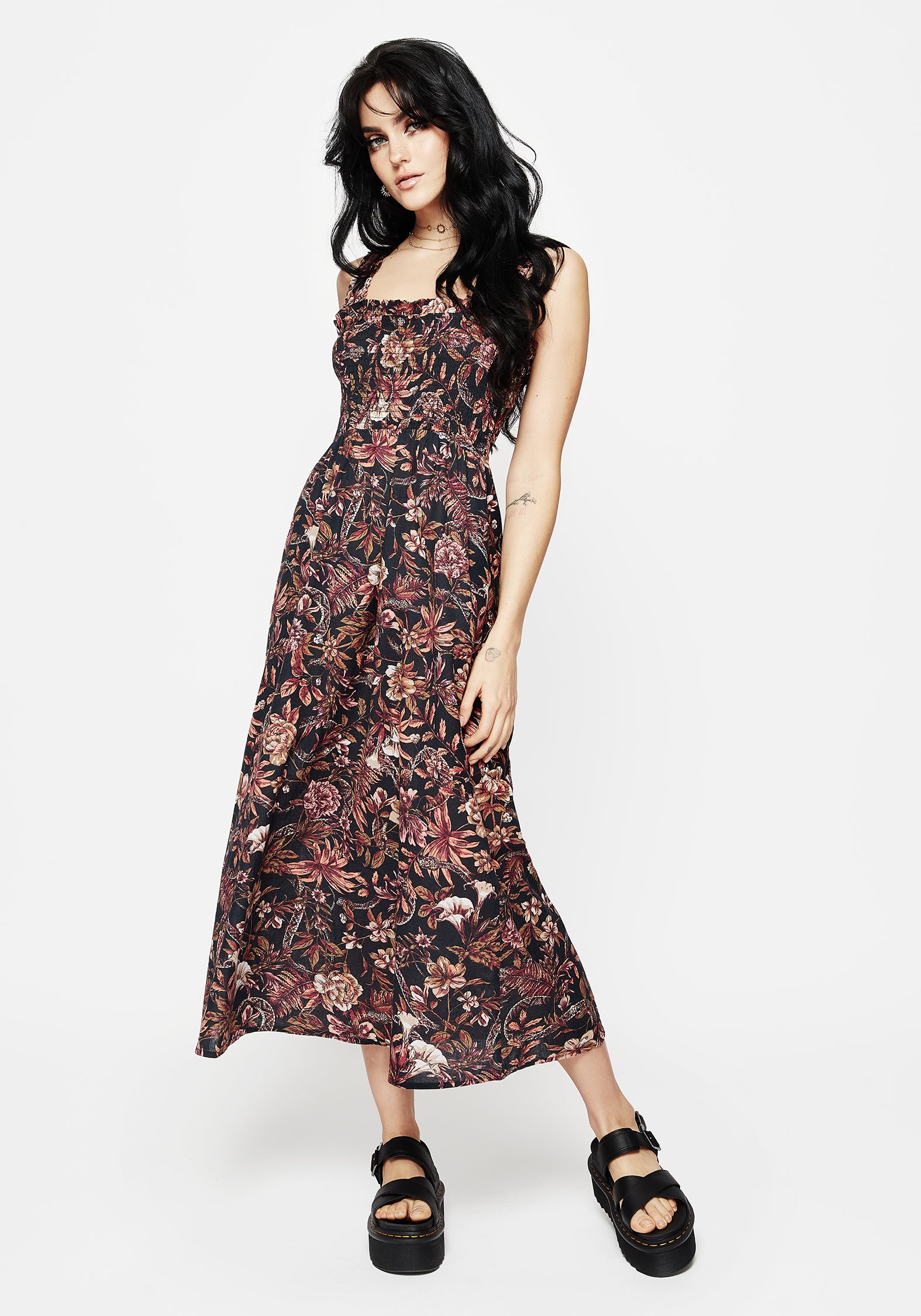 Bashe Cotton Floral Snake Print Midaxi Dress | Disturbia - Shop Women's ...