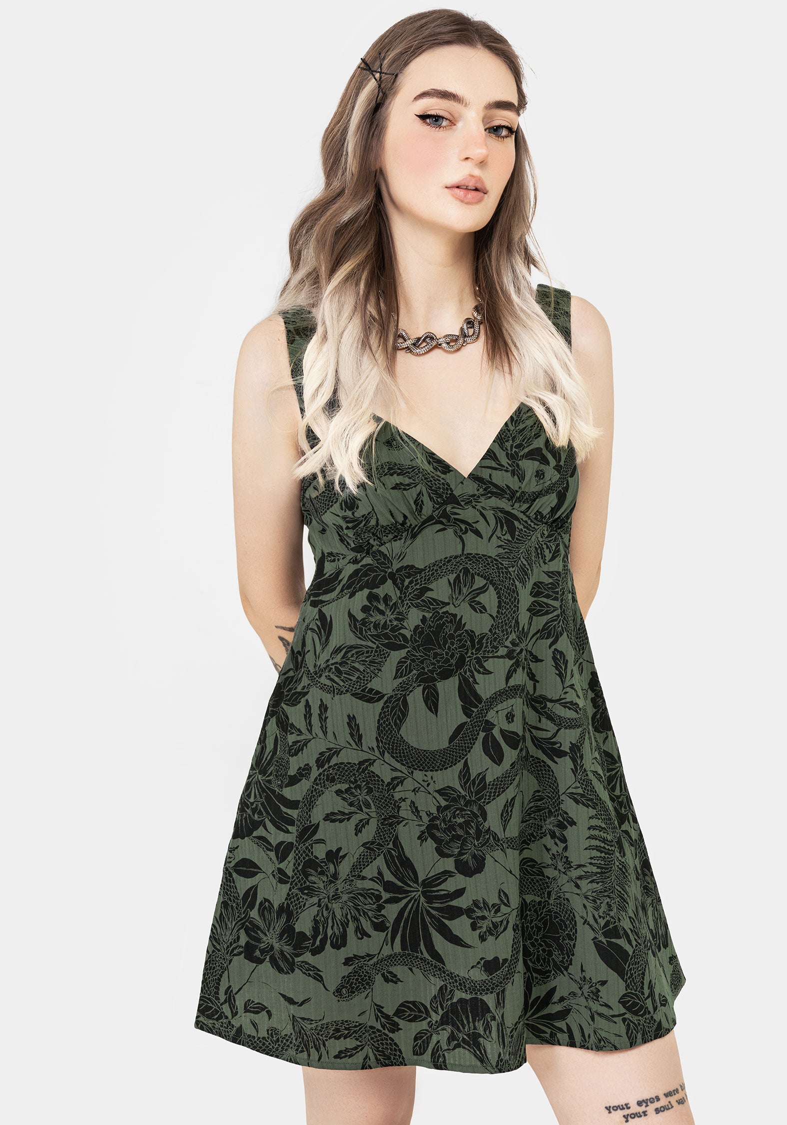 Bashe Cotton Mini Sun Dress - Green | Disturbia - Shop Women's Gothic ...