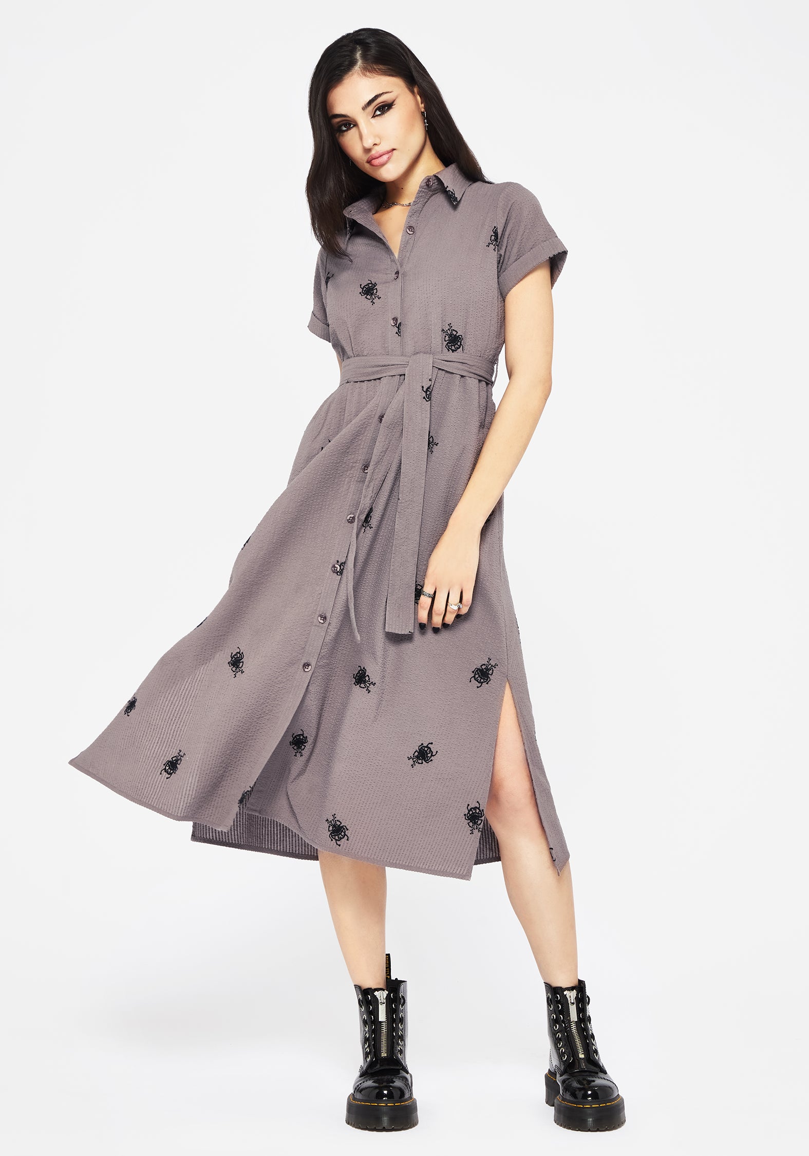 Stag Beetle Embroidered Midi Shirt Dress | Disturbia - Shop Women's ...