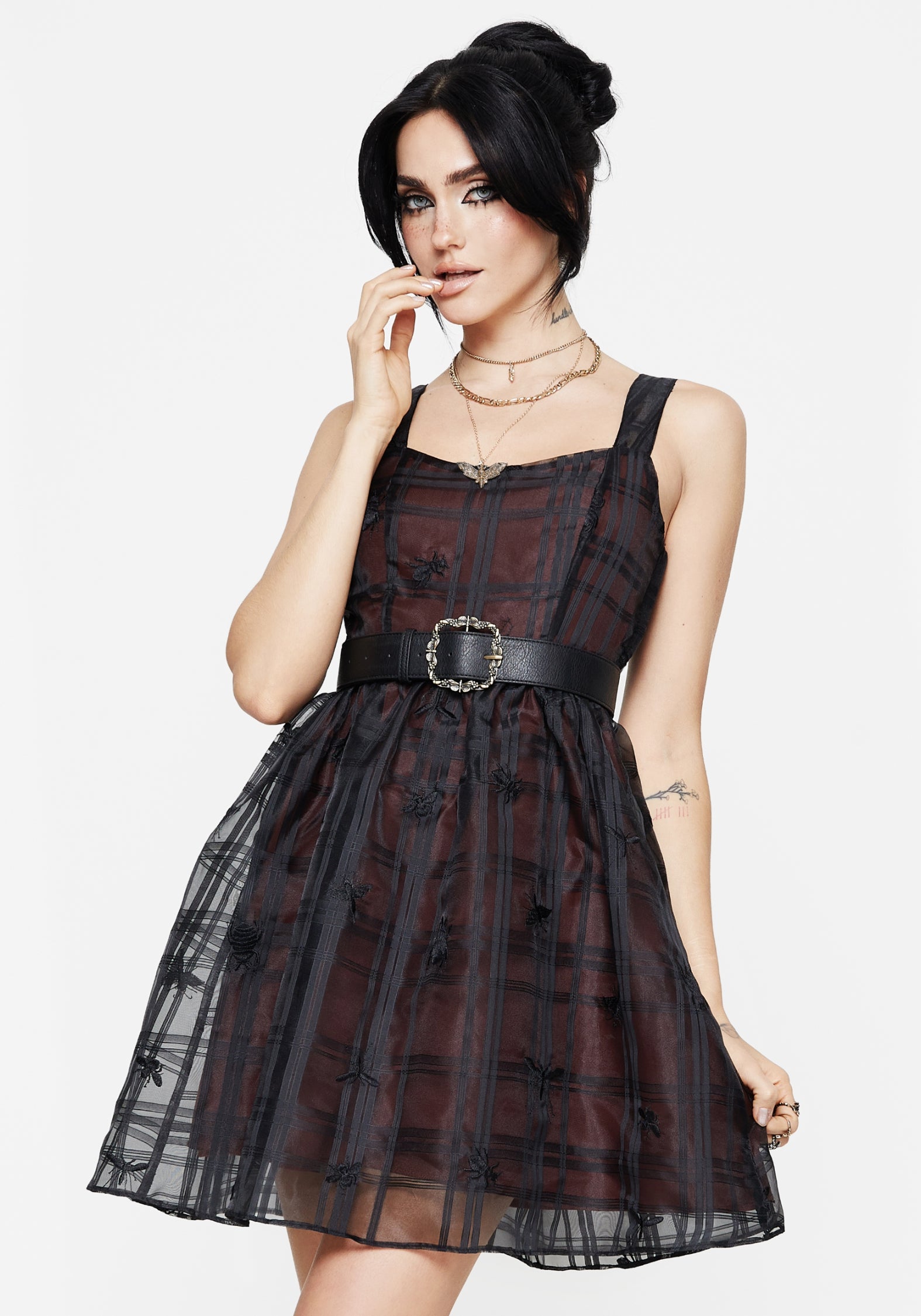 Sedona Organza Check Embroidered Mini Dress | Disturbia - Shop Women's ...