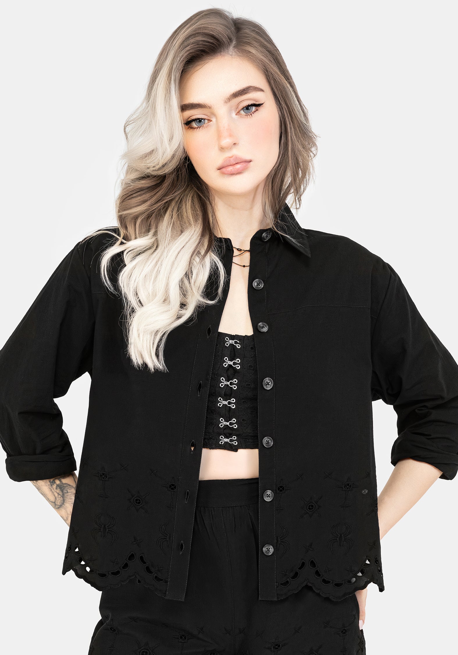 Synthweb Cotton Broderie Hem Shirt | Disturbia - Shop Women's Gothic, Alternative & Dark ...