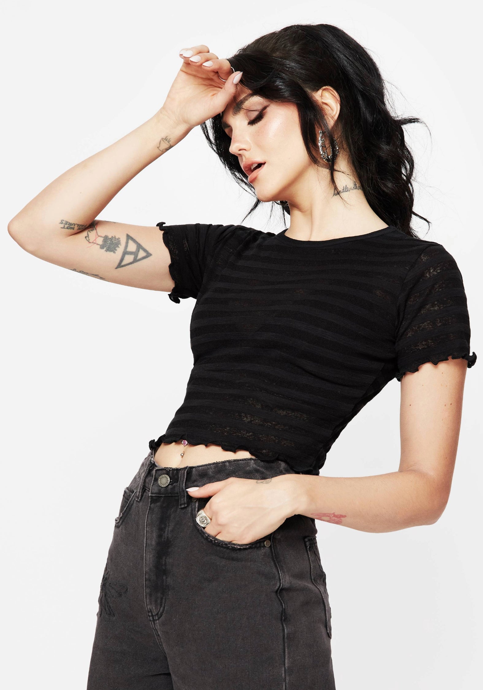 Gomez Lettuce Hem Jersey Crop Tee | Disturbia - Shop Women's Gothic ...