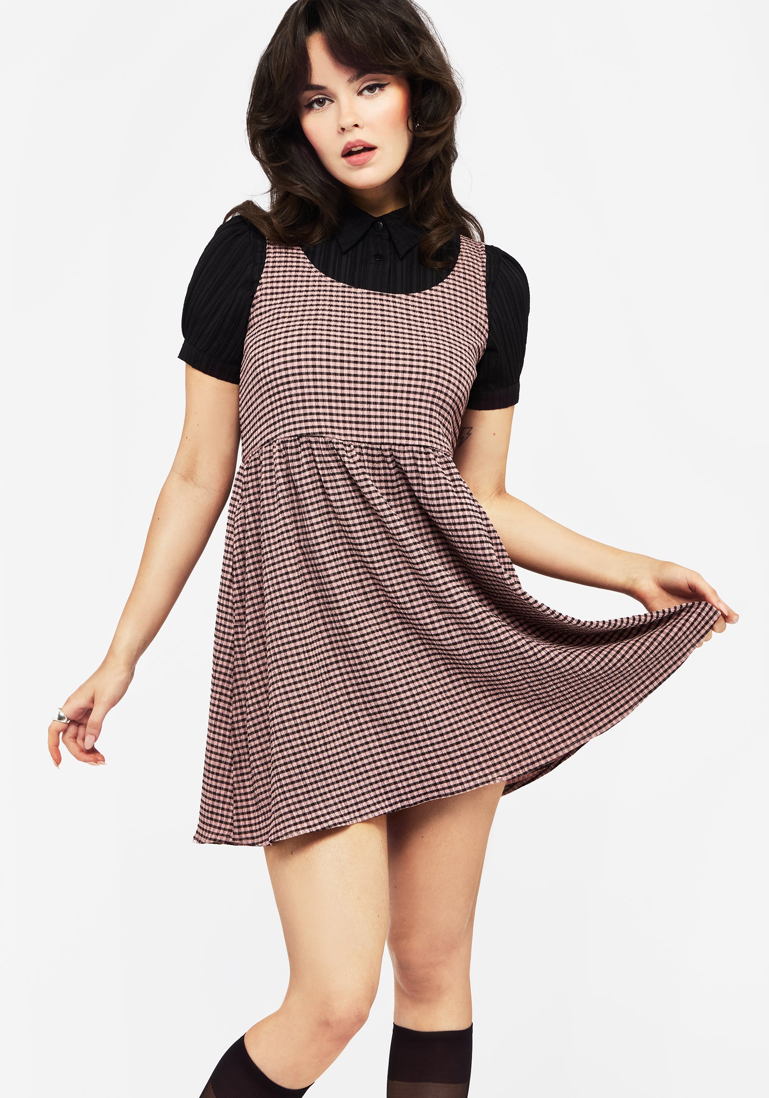 Midora Crinkle Check Mini Skater Dress | Disturbia - Shop Women's ...