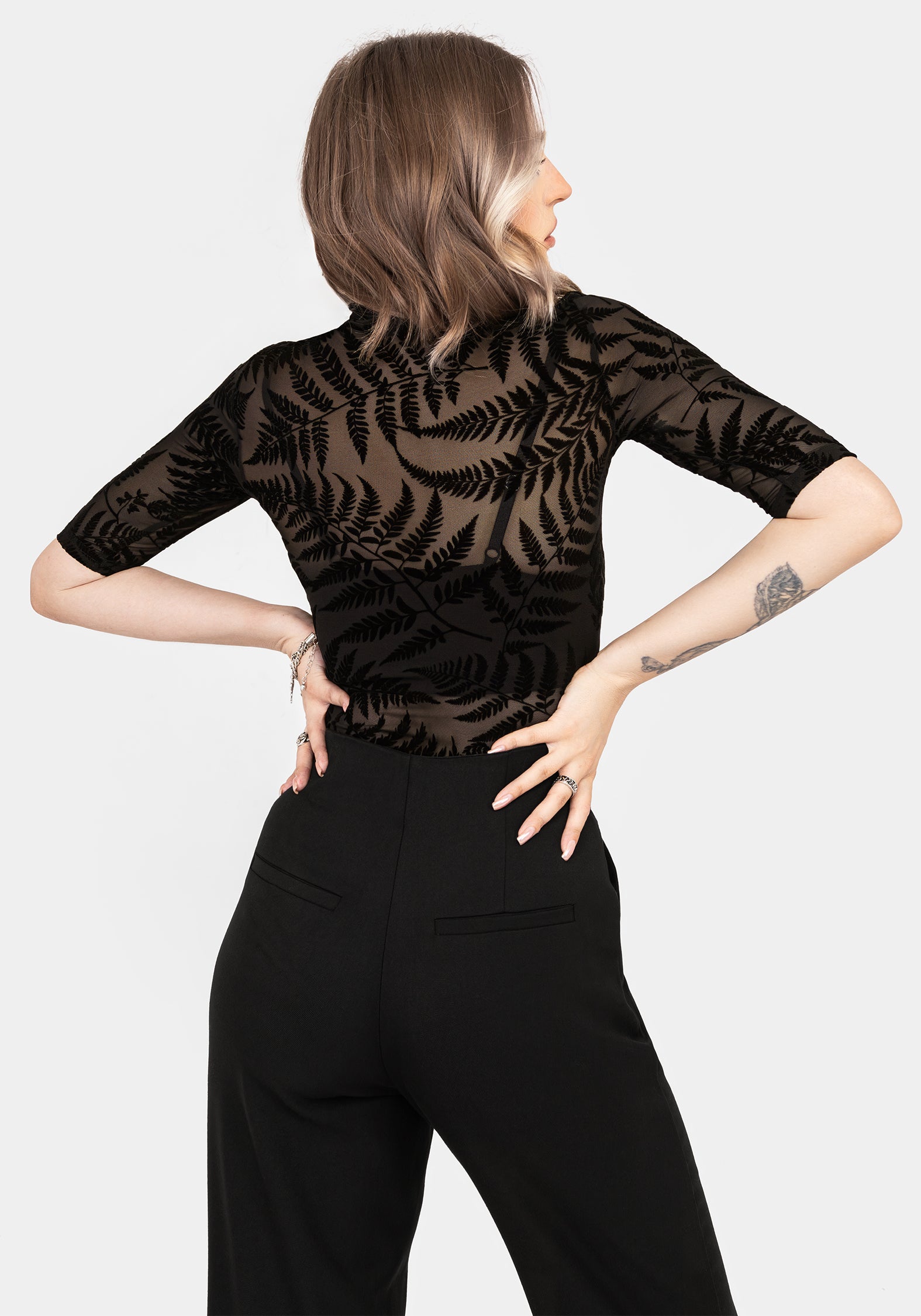 Lunafern Flocked Fern Short Sleeve Mesh Top | Disturbia - Shop Women's ...