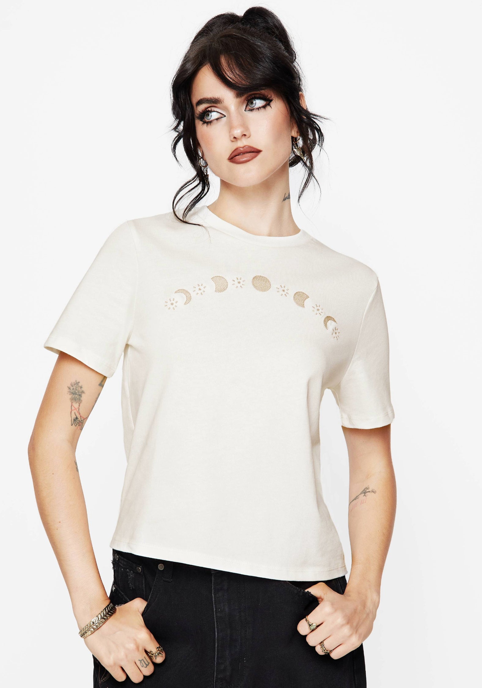 Griffinfly Cotton Embroidered Jersey Cropped T-Shirt | Disturbia - Shop ...