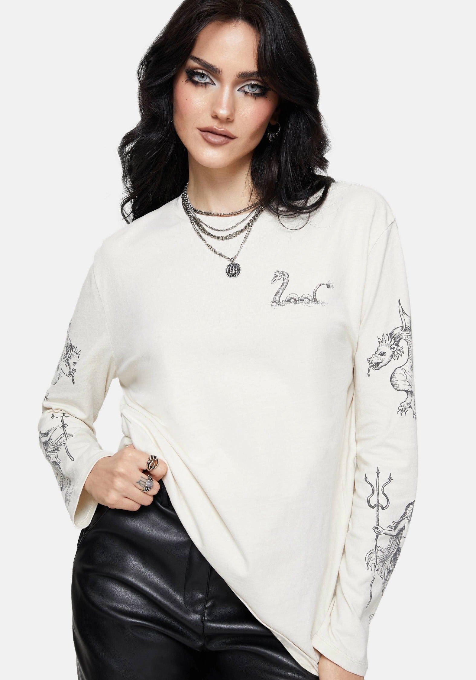 Fenrys Medieval Map Long Sleeved Cream T-Shirt – Disturbia