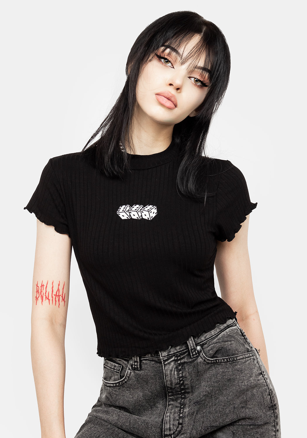 666 Lettuce Edge Ribbed Crop Top – Disturbia