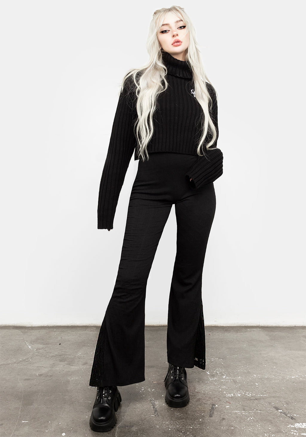 Libertina Lace Panel Flares | Disturbia - Shop Women's Gothic ...