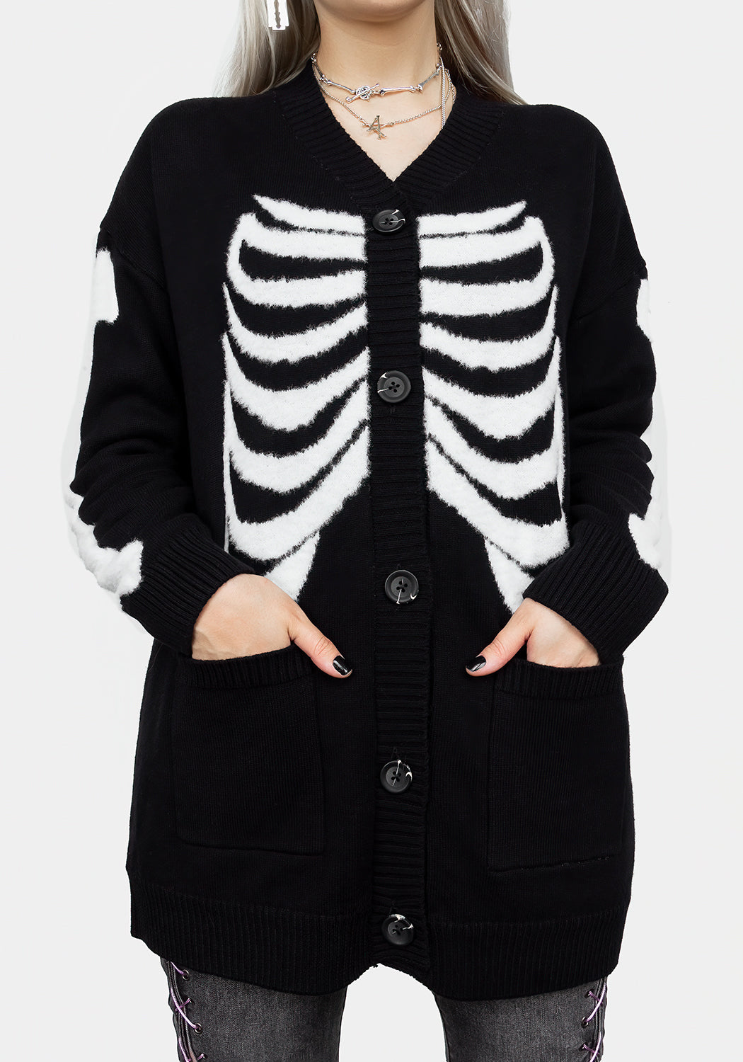Skeletus Oversized Cardigan | Disturbia - Shop Women's Gothic ...