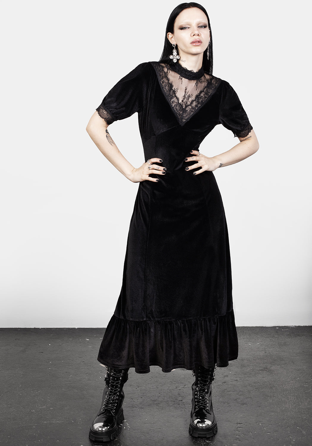 Sorrow Velour Lace Detail Midaxi Dress | Disturbia - Shop Women's ...