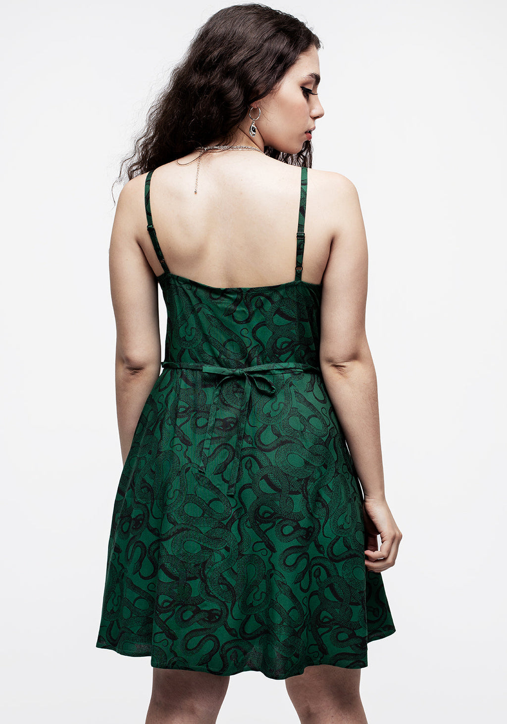 Ophidia Snake Print Button Up Mini Apron Dress - Green | Disturbia ...