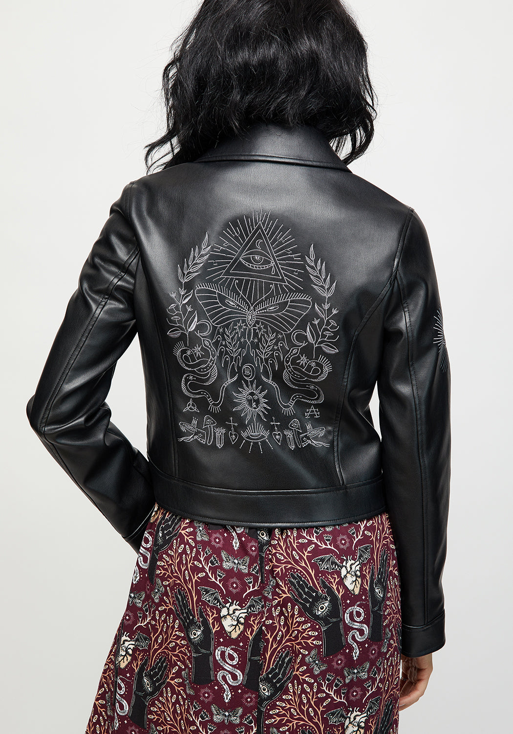 Elemental Embroidered Faux Leather Jacket – Disturbia