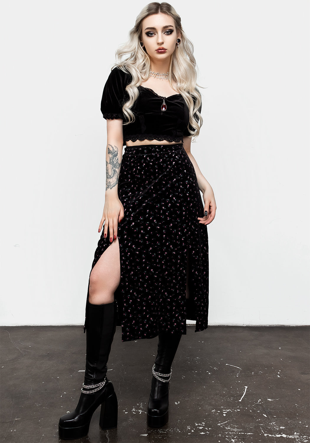Woe Midi Split Skirt | Disturbia - Shop Women's Gothic, Alternative ...